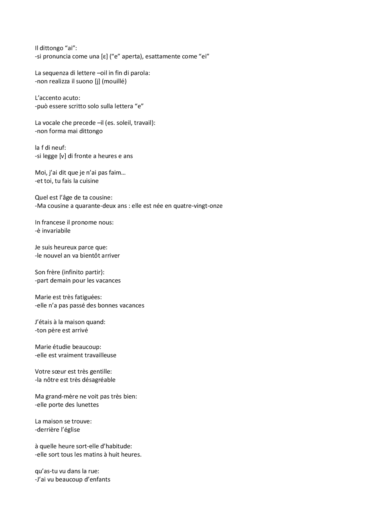 Domande Esame Francese Docsity
