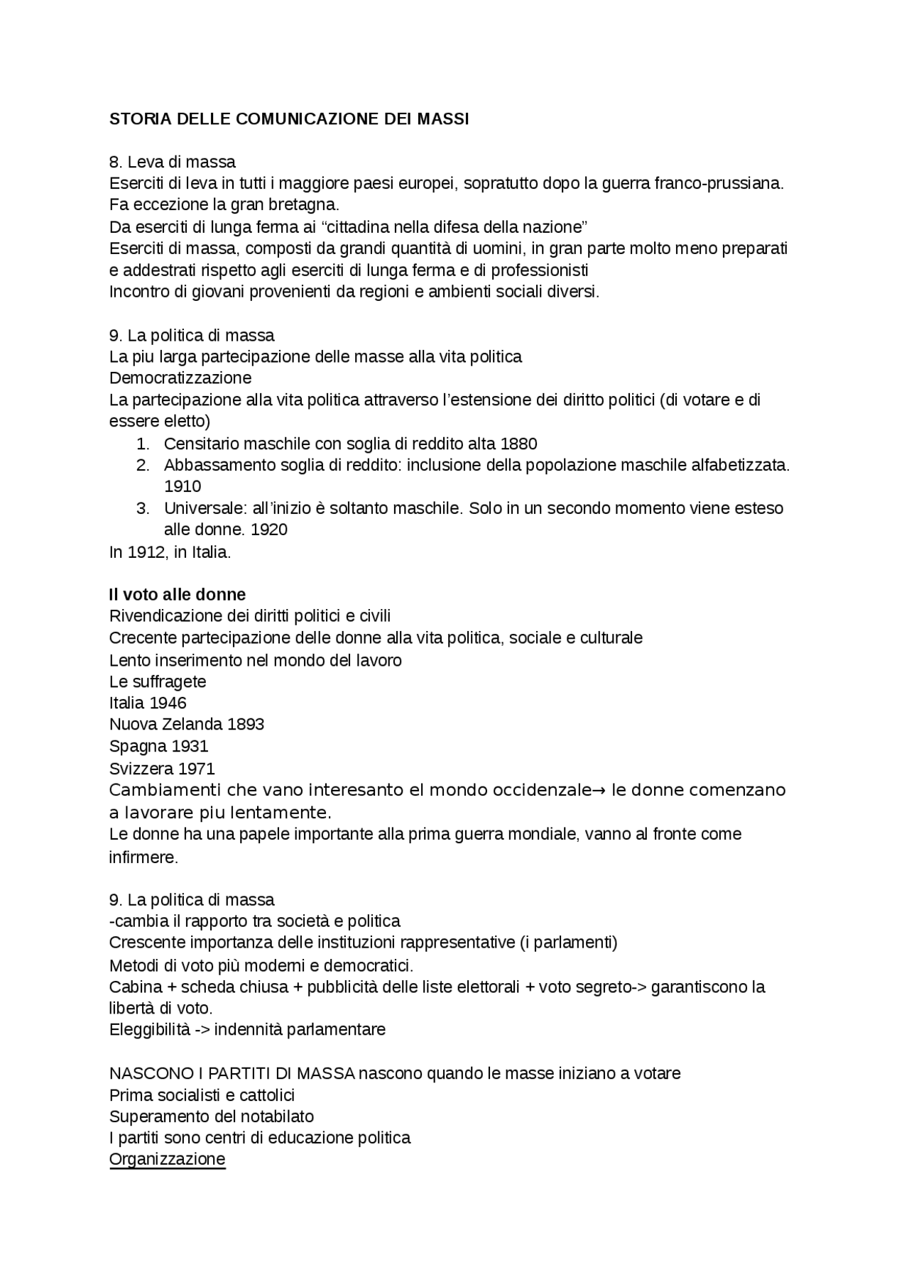 Storia delle comunicazioni di masse - Docsity