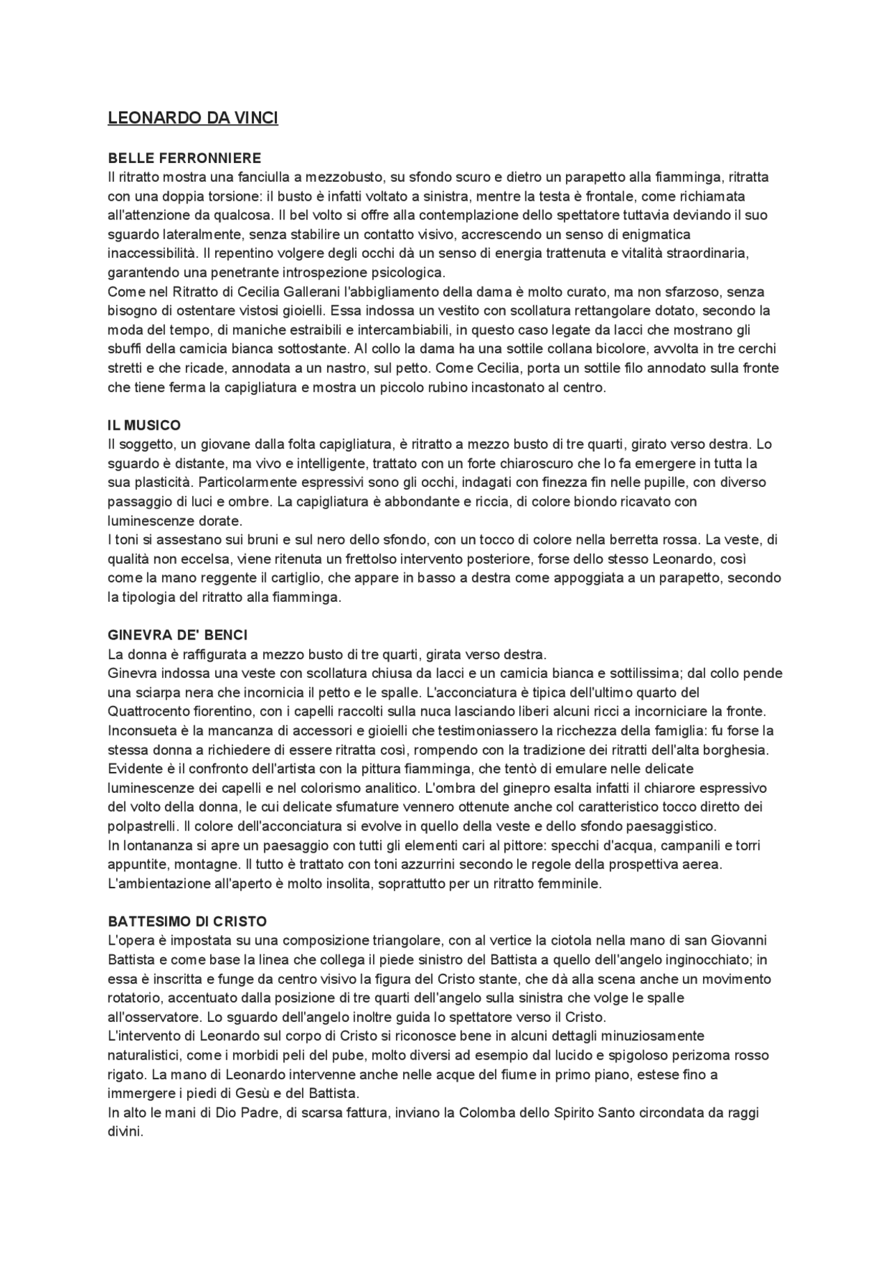 Appunti Leonardo Da Vinci Docsity