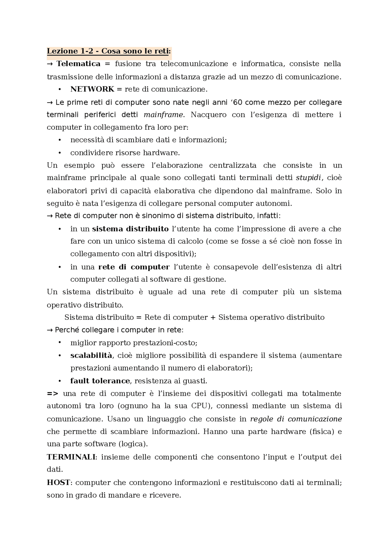 Appunti Reti Informatiche Docsity
