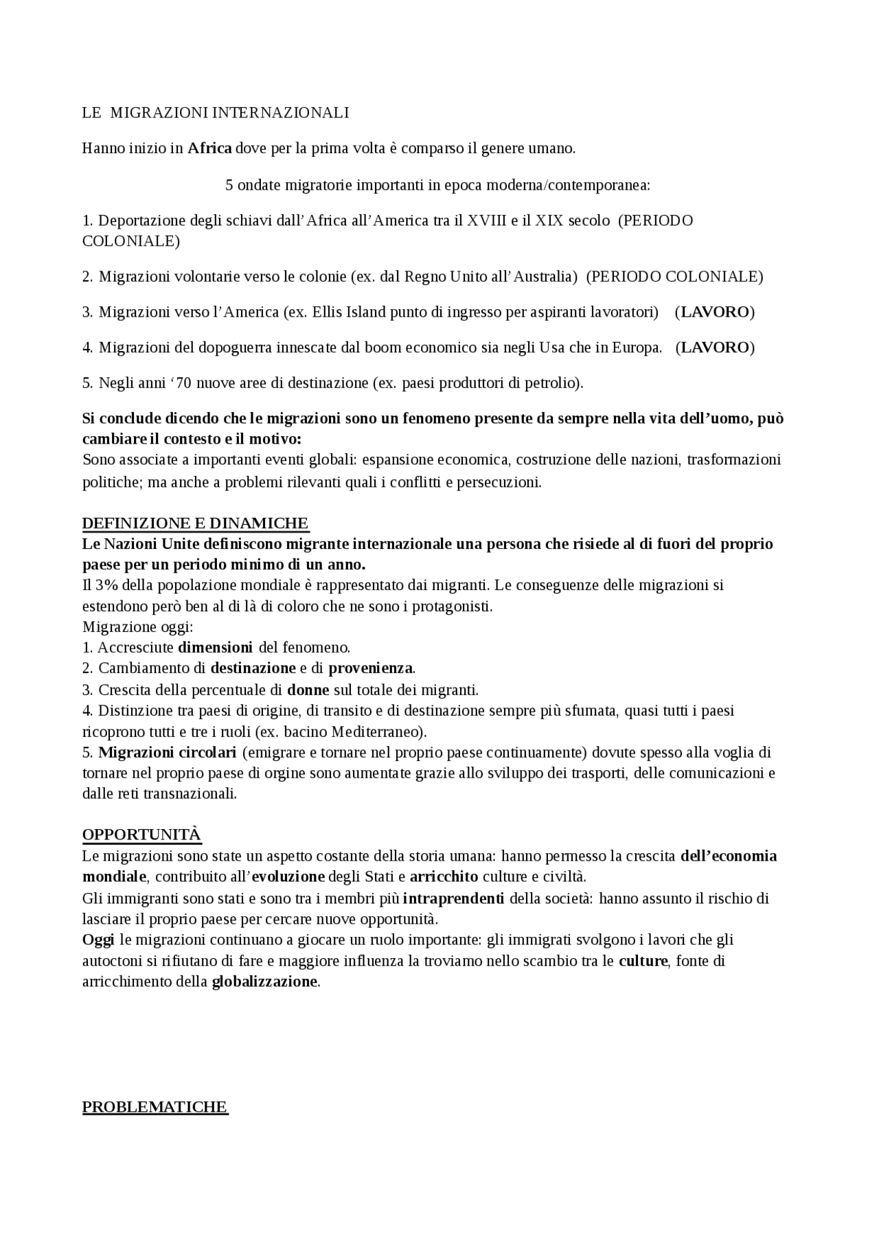 Le Migrazioni Internazionali Koser Docsity