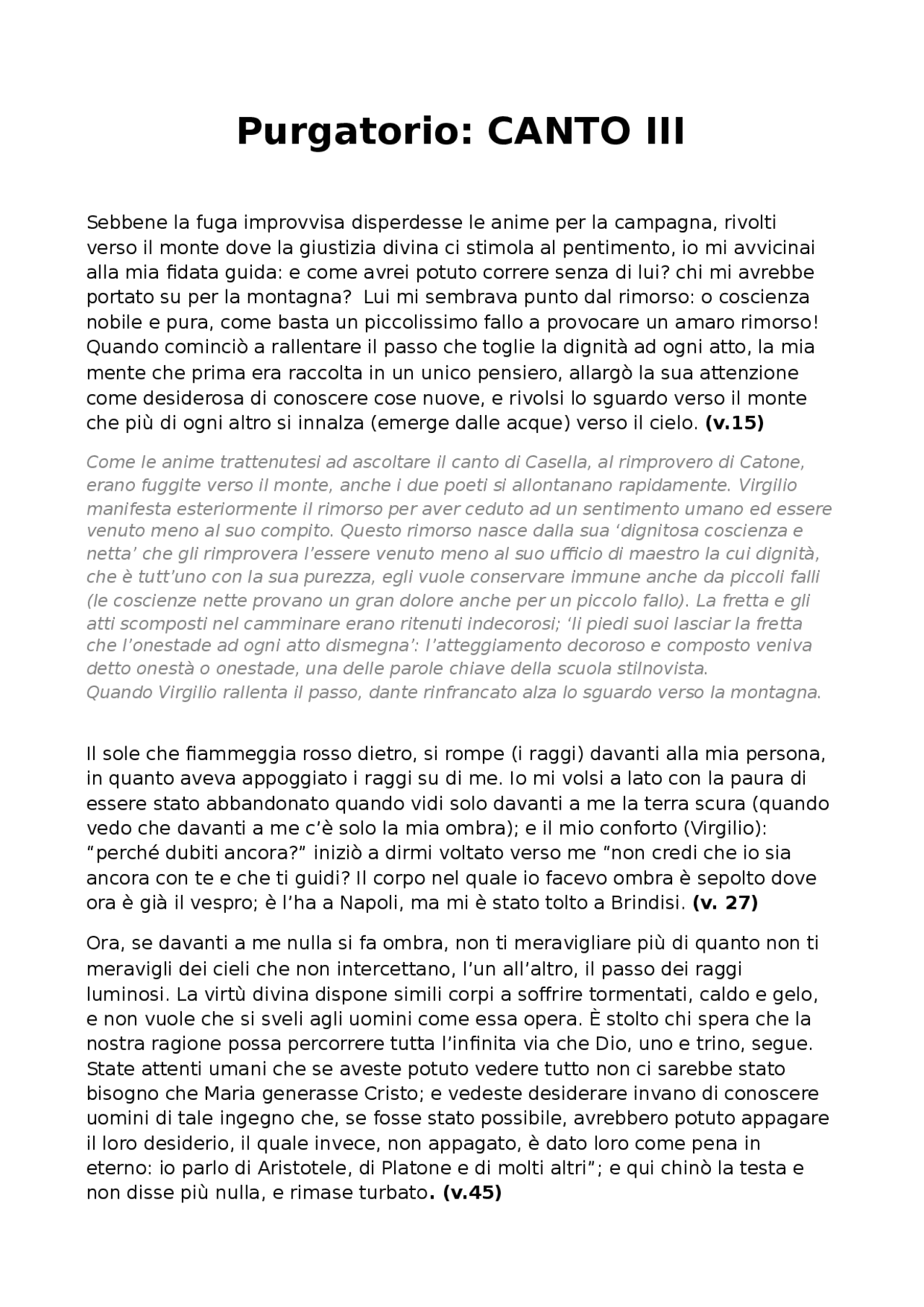 Canto 3 Purgatorio Dante Alighieri | Exámenes de Literatura Italiana ...
