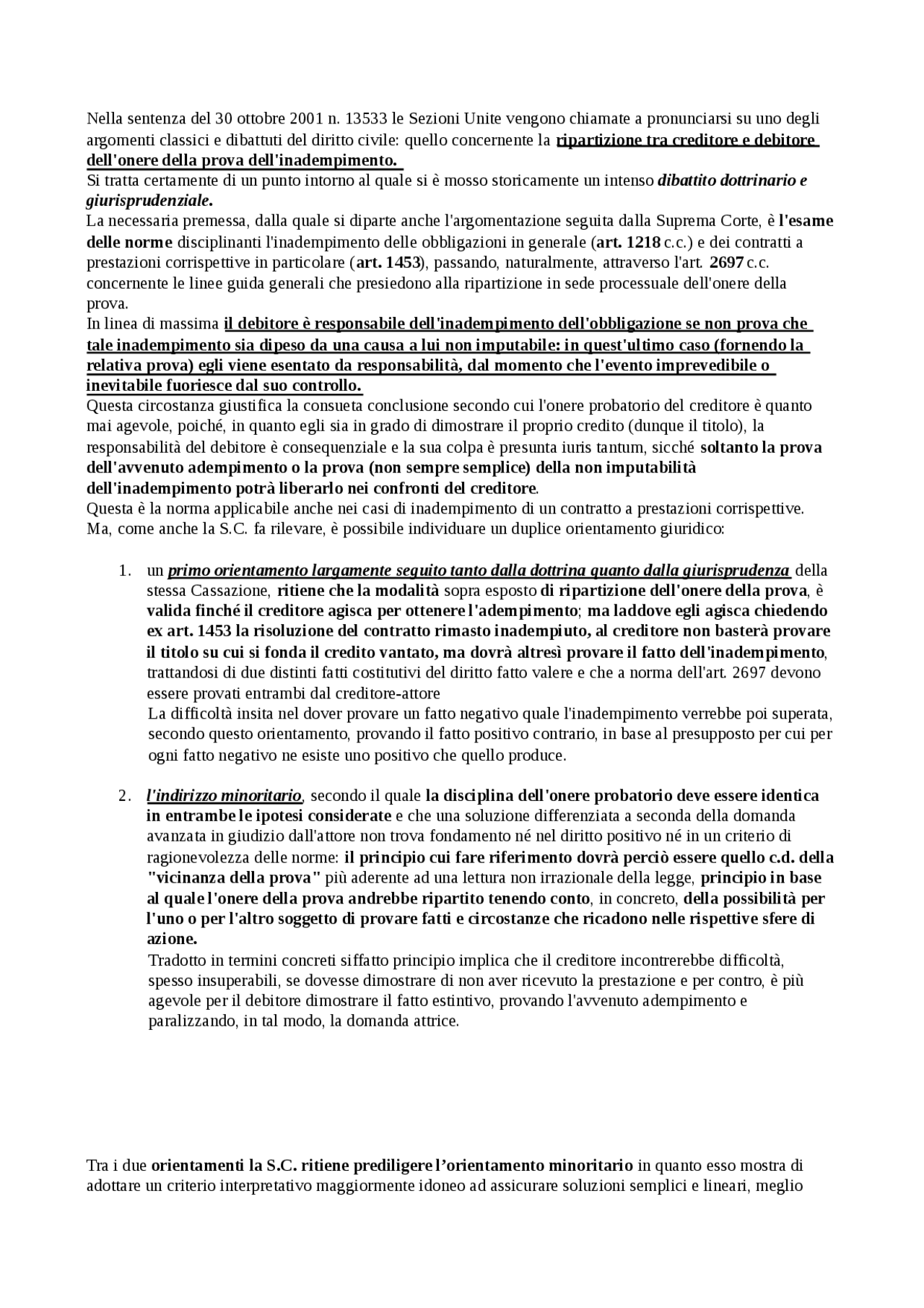 SENTENZA ONORE DELLA PROVA (DANIELA MEMMO) - Docsity