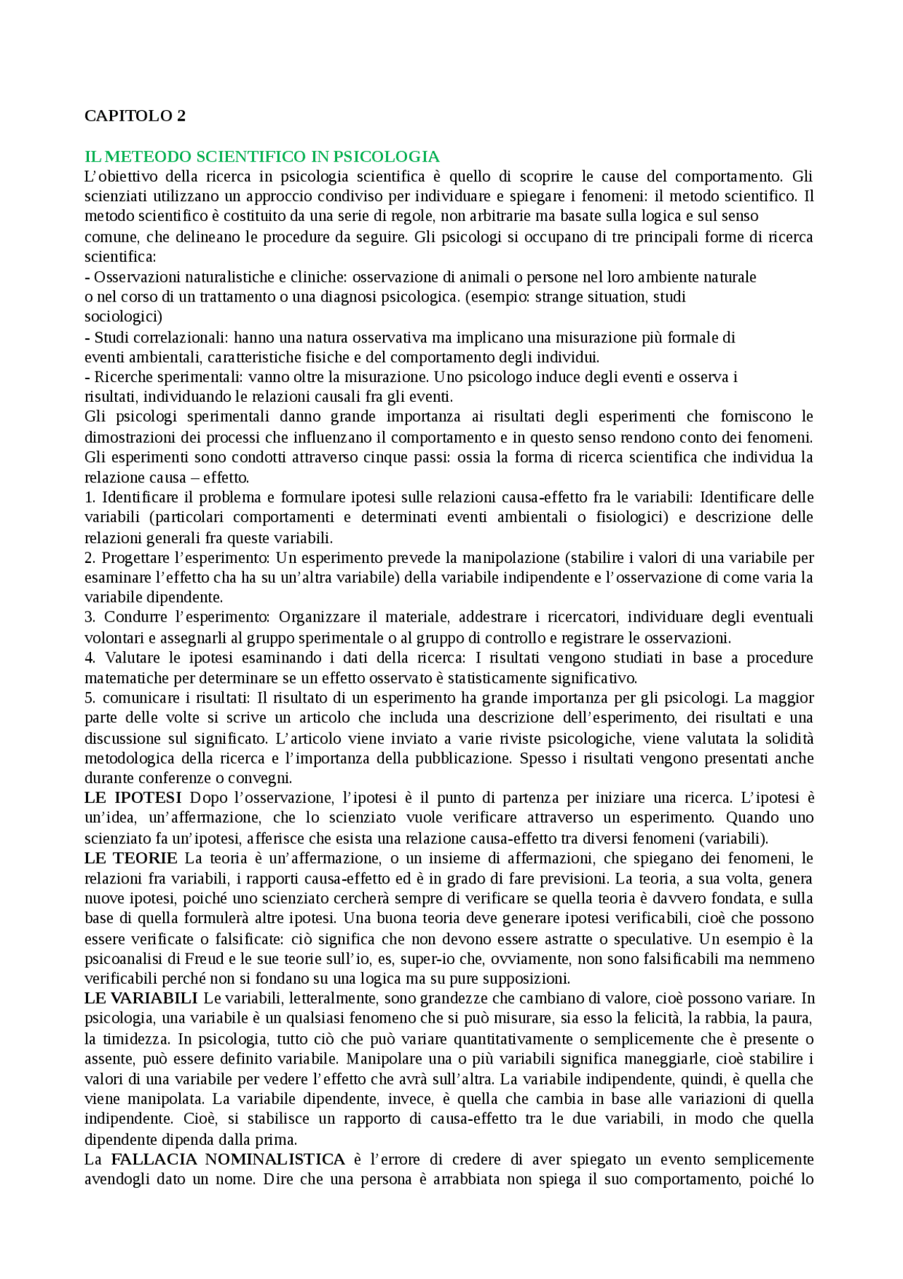 Metodi E Procedure Della Psicologia Docsity