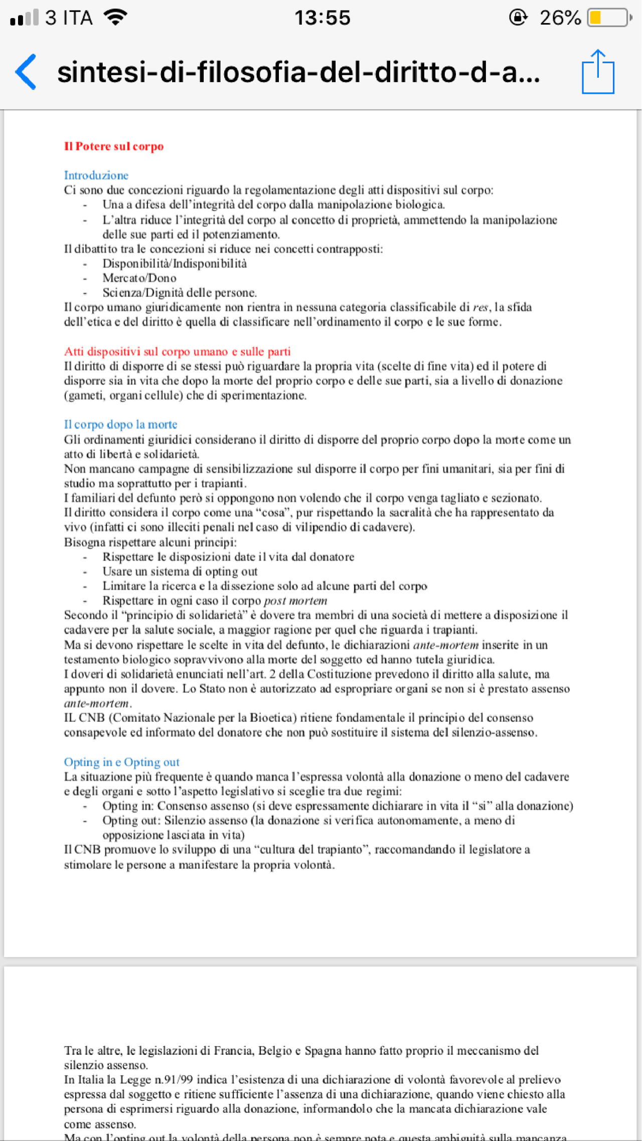 Il Potere Sul Corpo Docsity