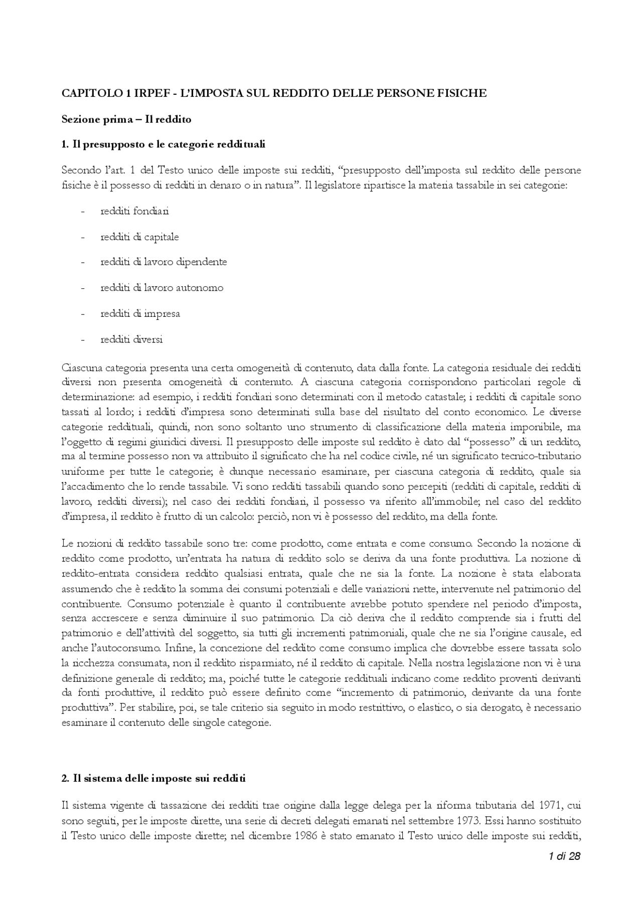 Parte Speciale - Diritto Tributario - Docsity