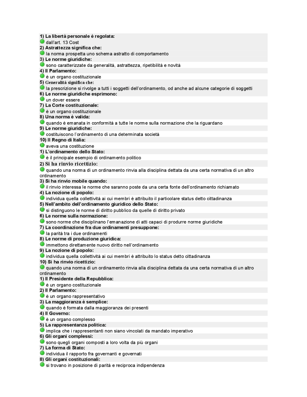 Domande esame Diritto Pubblico - Docsity