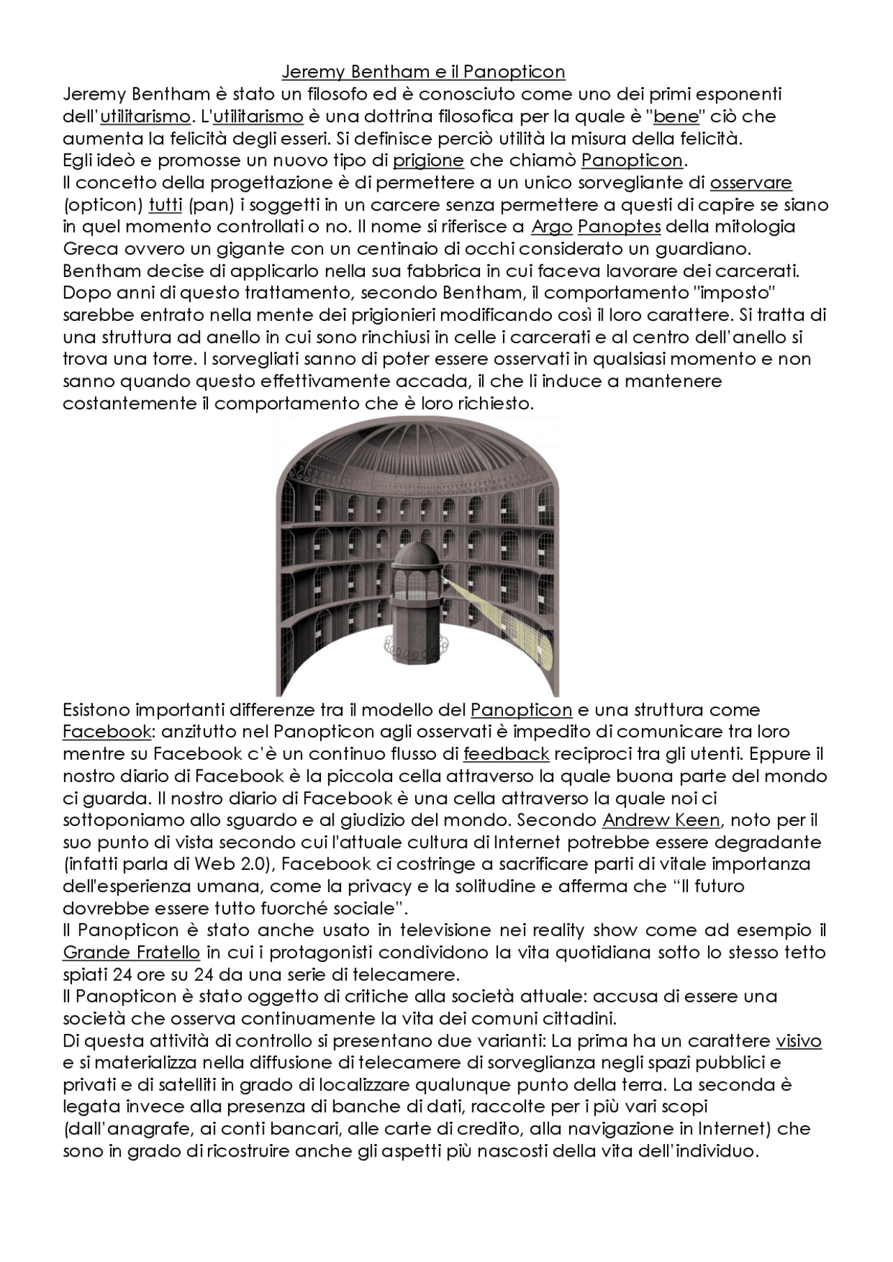 Jeremy Bentham E Il Panopticon Docsity