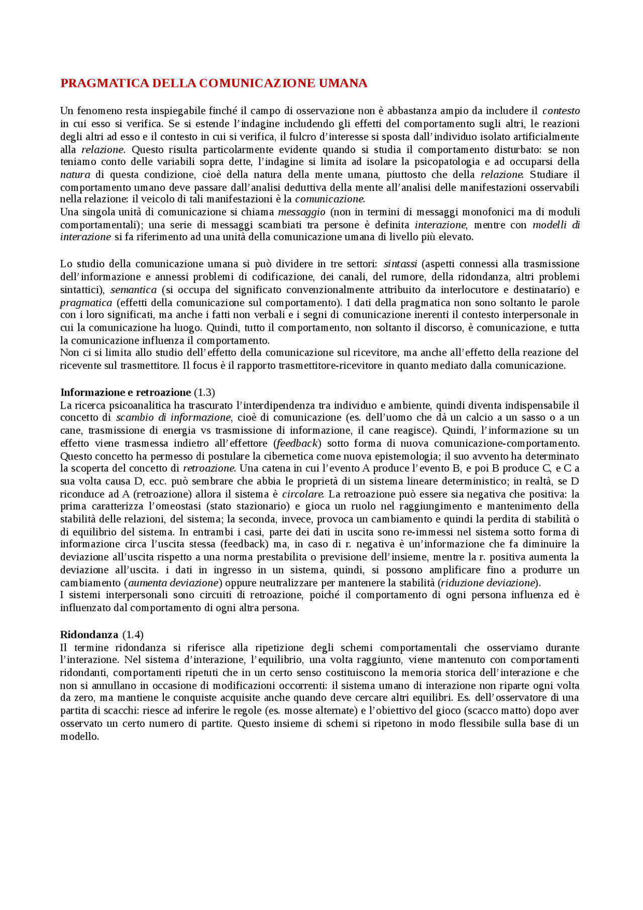 Pragmatica Della Comunicazione Umana Watzlawick Beavin Jackson
