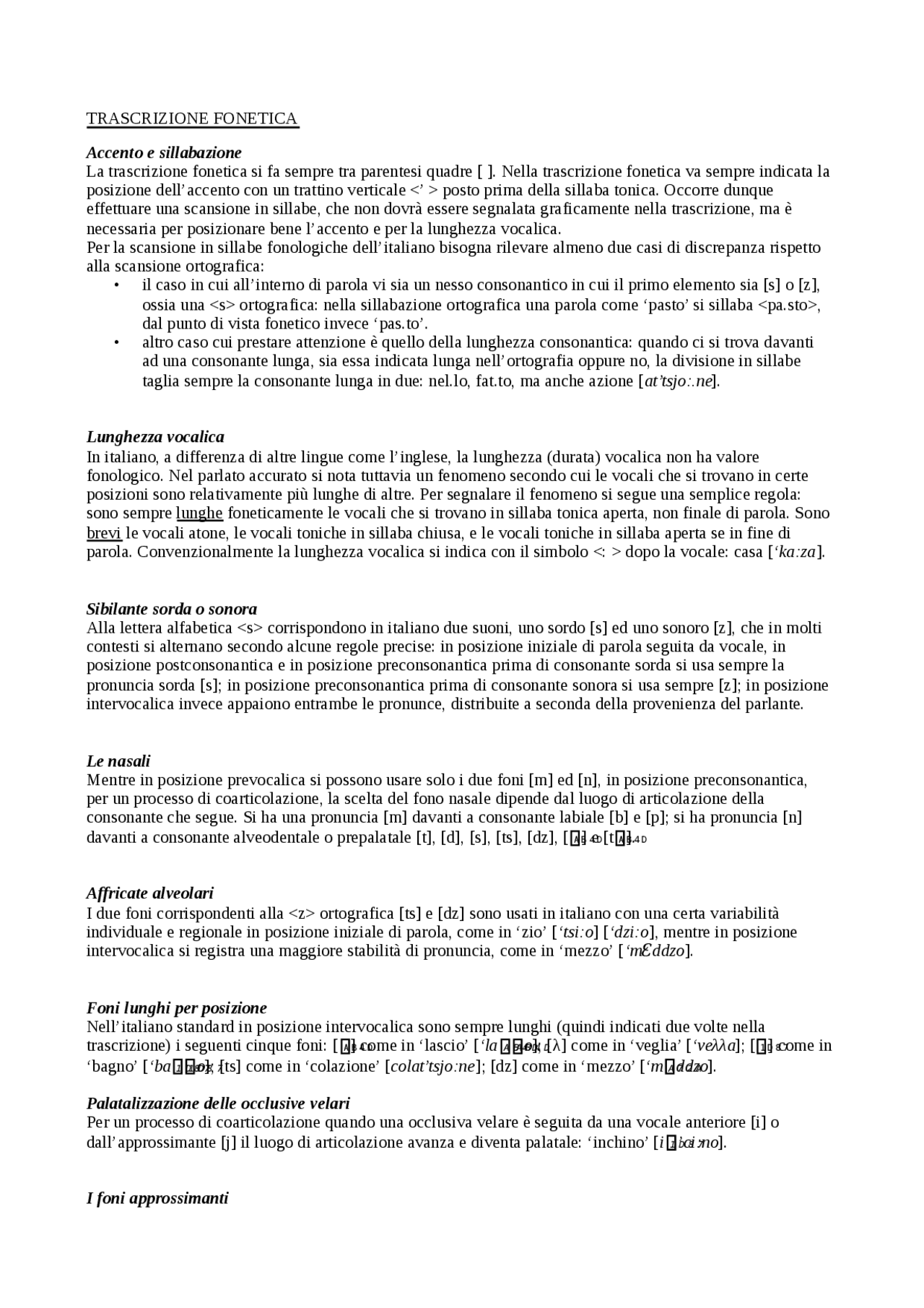 Trascrizione Fonetica Apuntes De Linguistica Generale Docsity