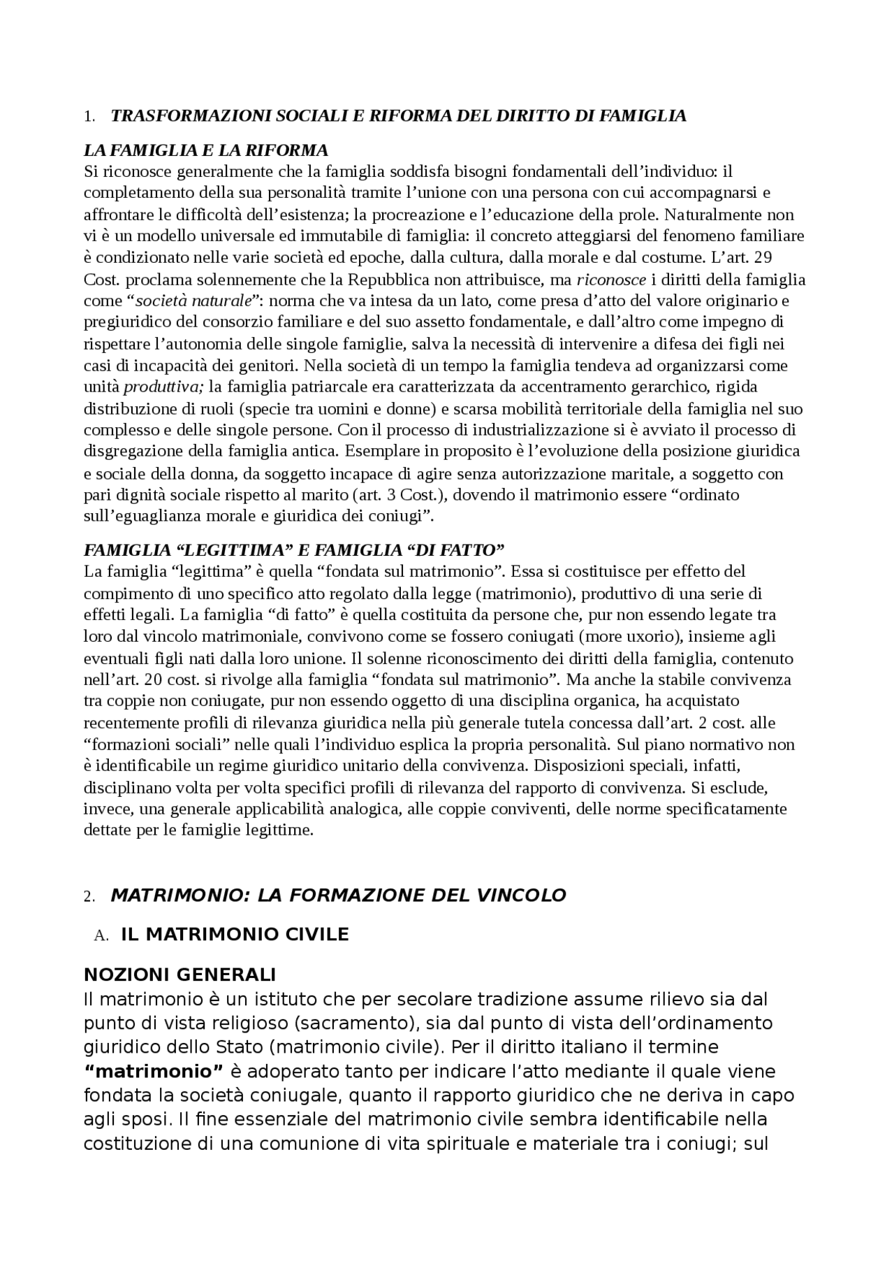 Riassunto Di Diritto Di Famiglia Docsity