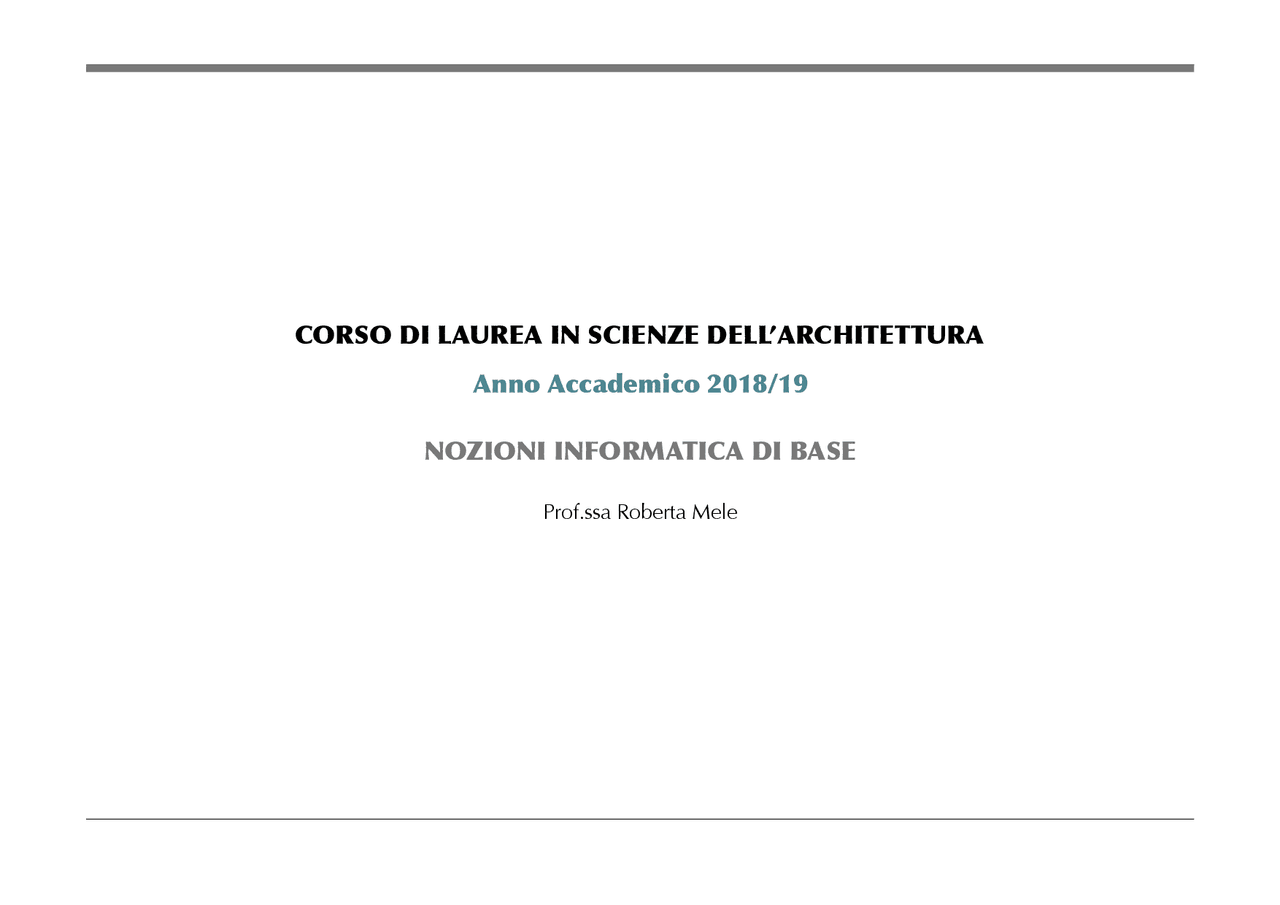Dispense Basi Informatica Docsity