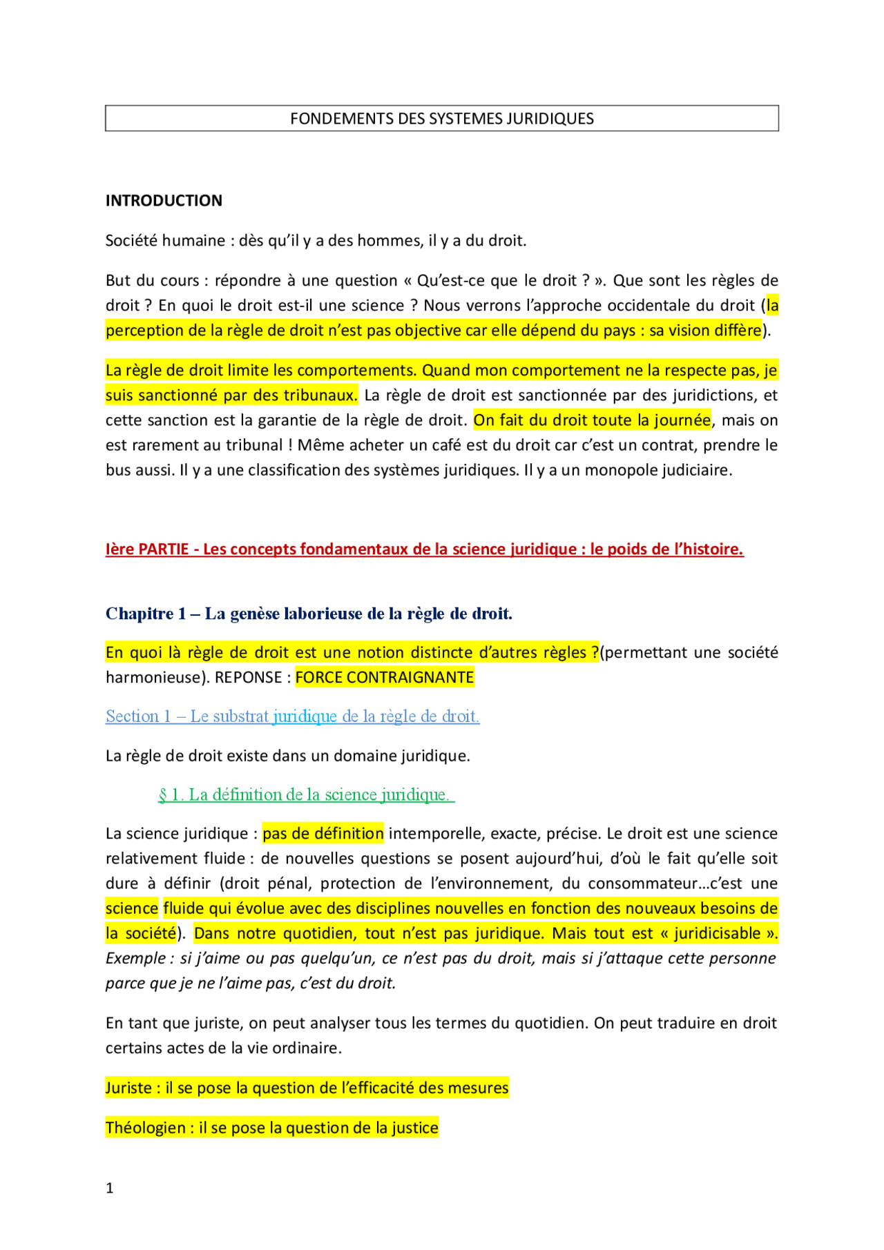 Fondements juridiques - Docsity