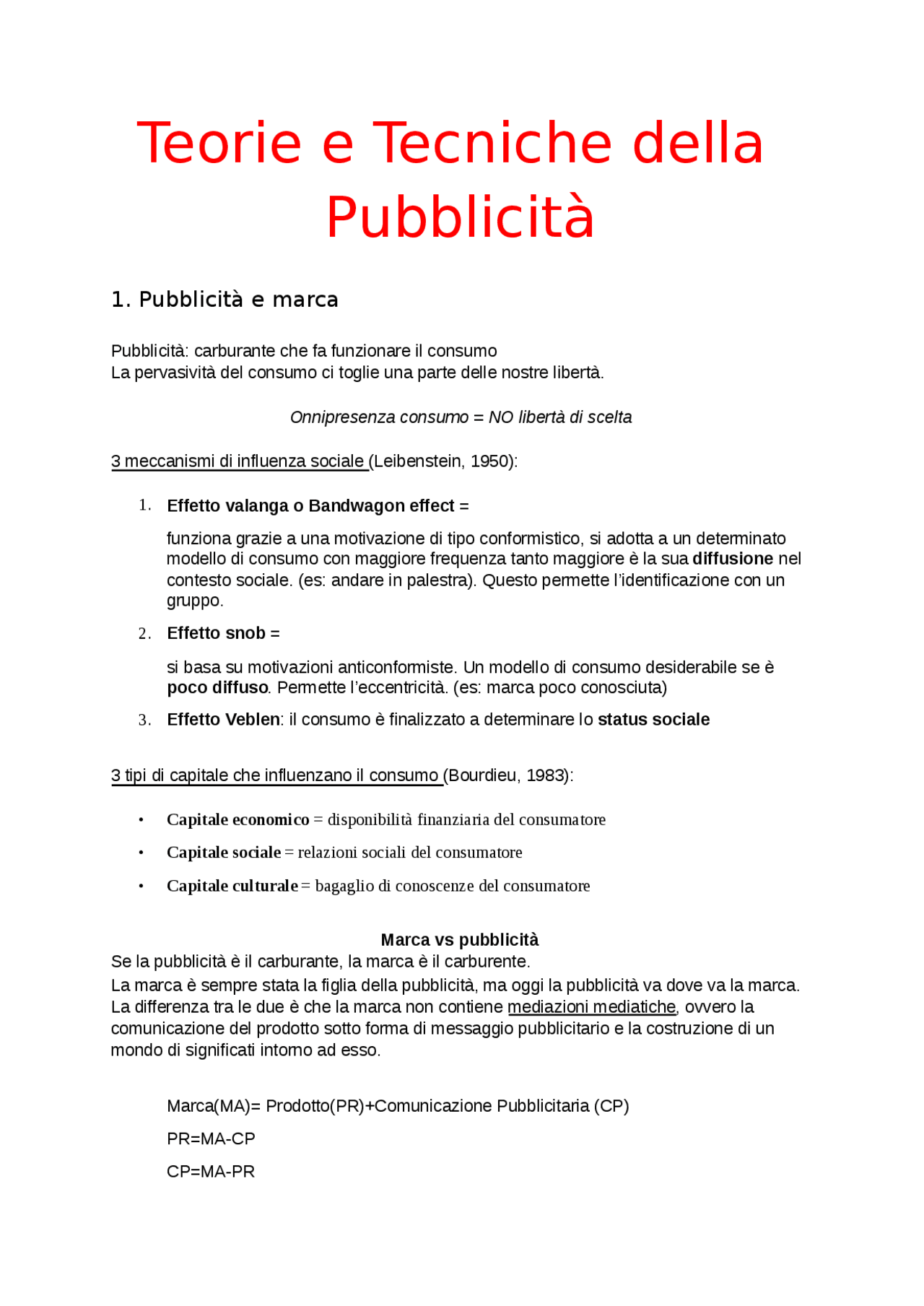 Pubblicità Teorie E Tecniche Di M Ferraresi Docsity