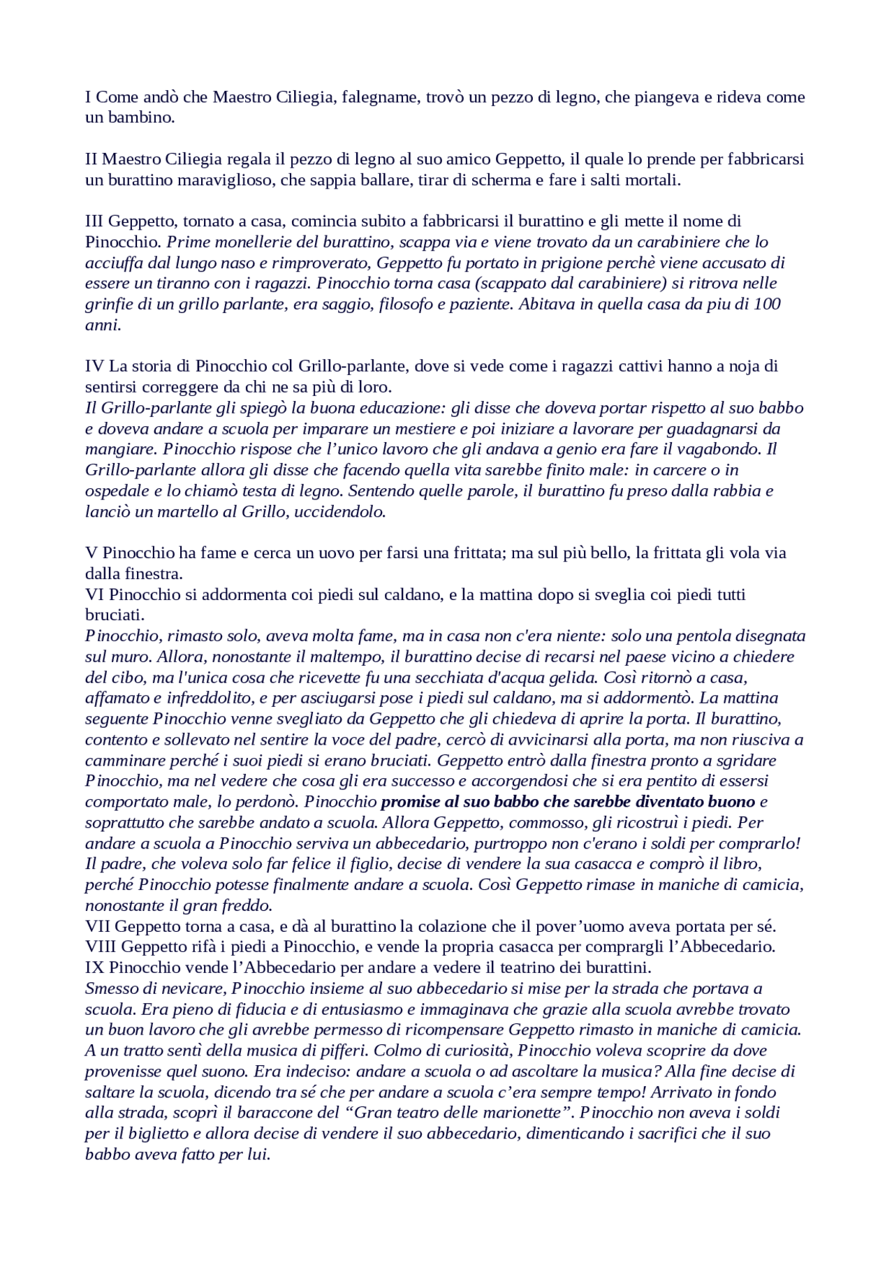 Pinocchio Di Collodi Docsity