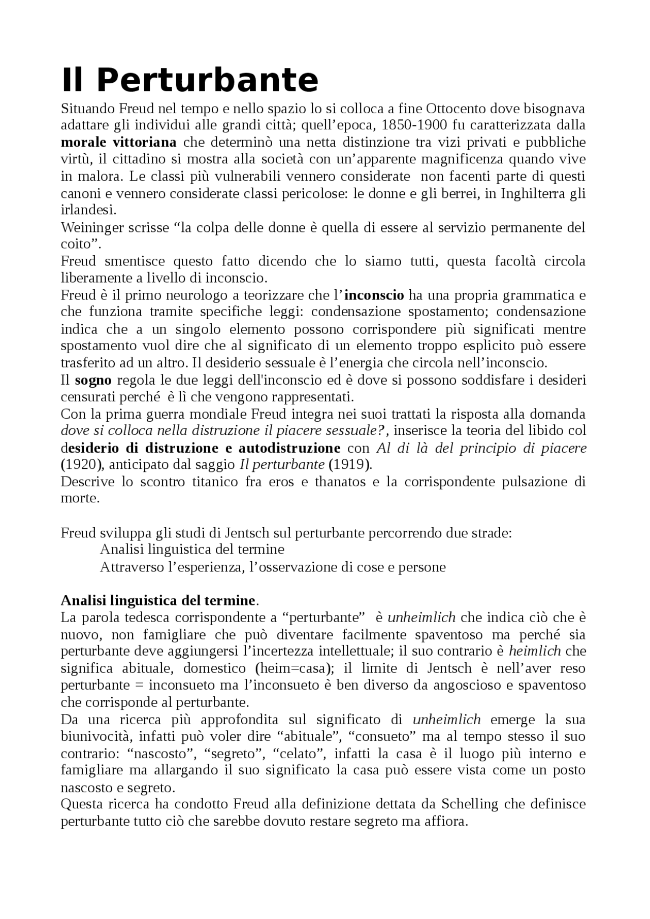 Perturbante Di Freud Docsity