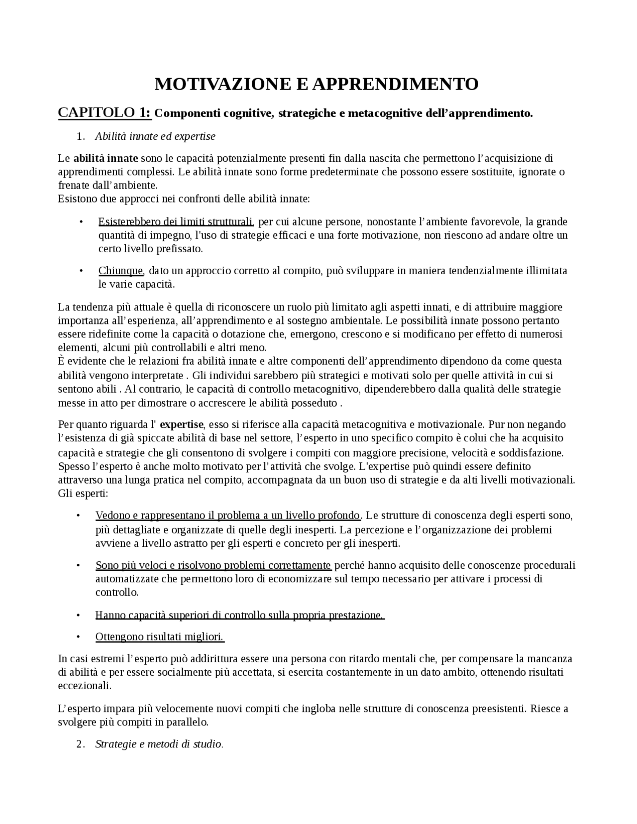 Motivazione E Apprendimento Docsity