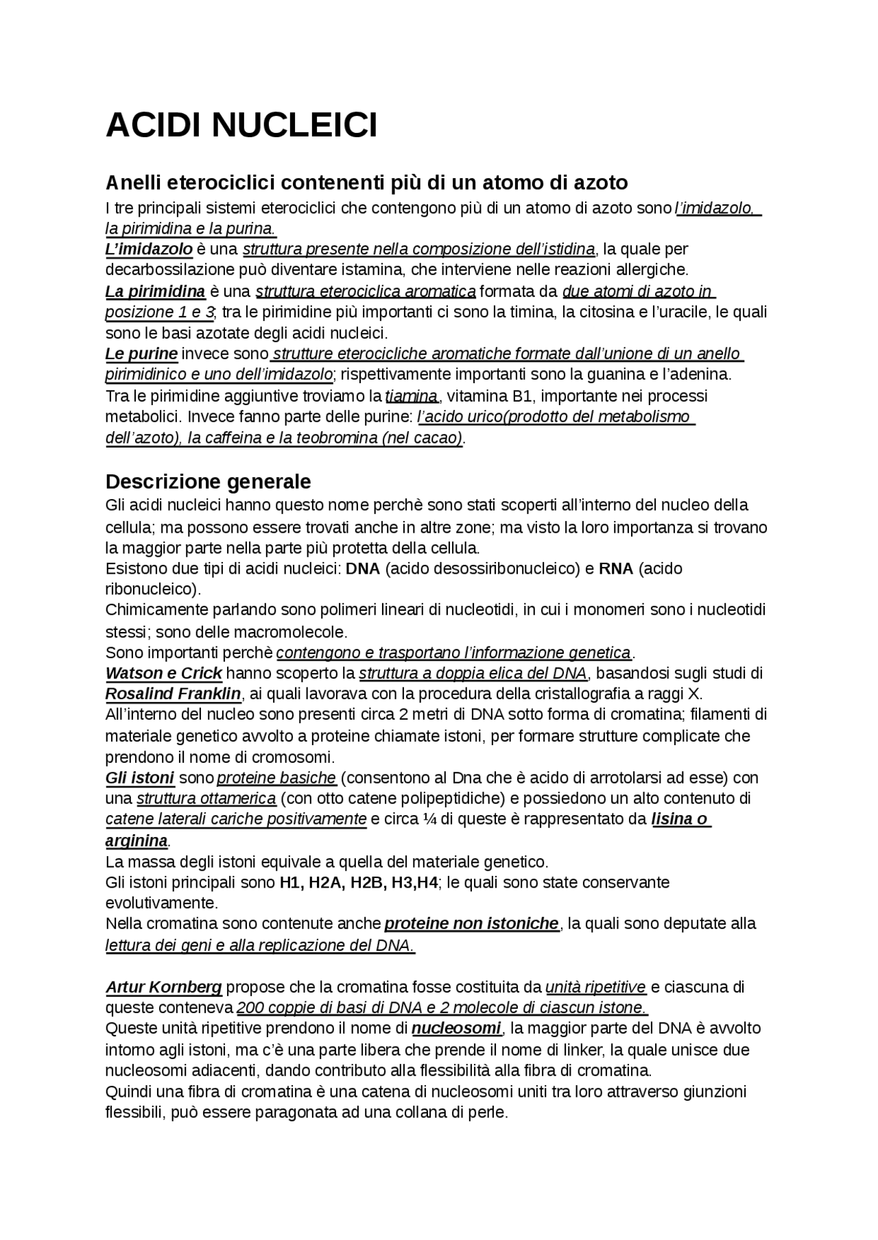 Dna E Rna A Confronto Docsity