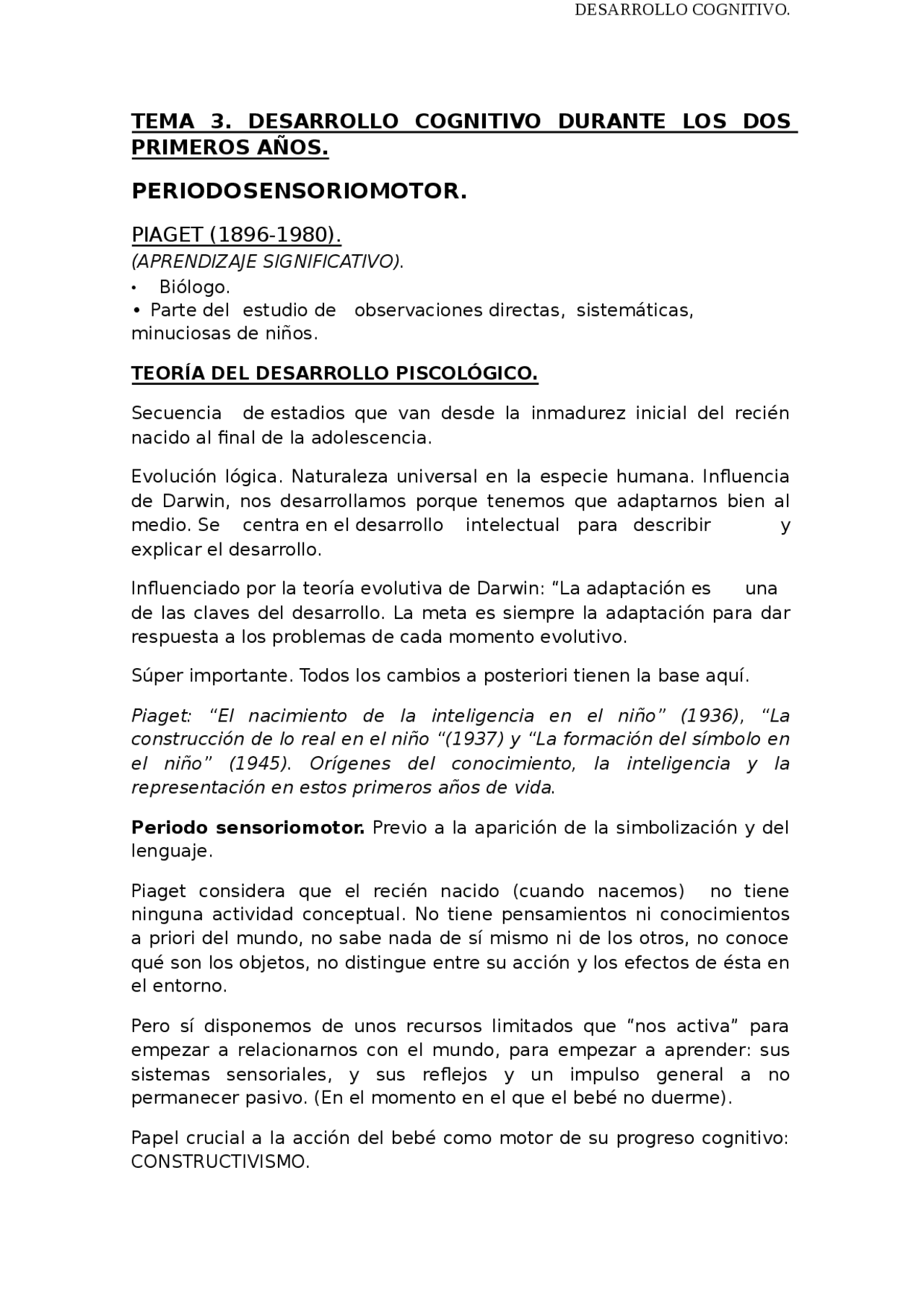 Tema 3 Desarrollo Cognitivo Docsity