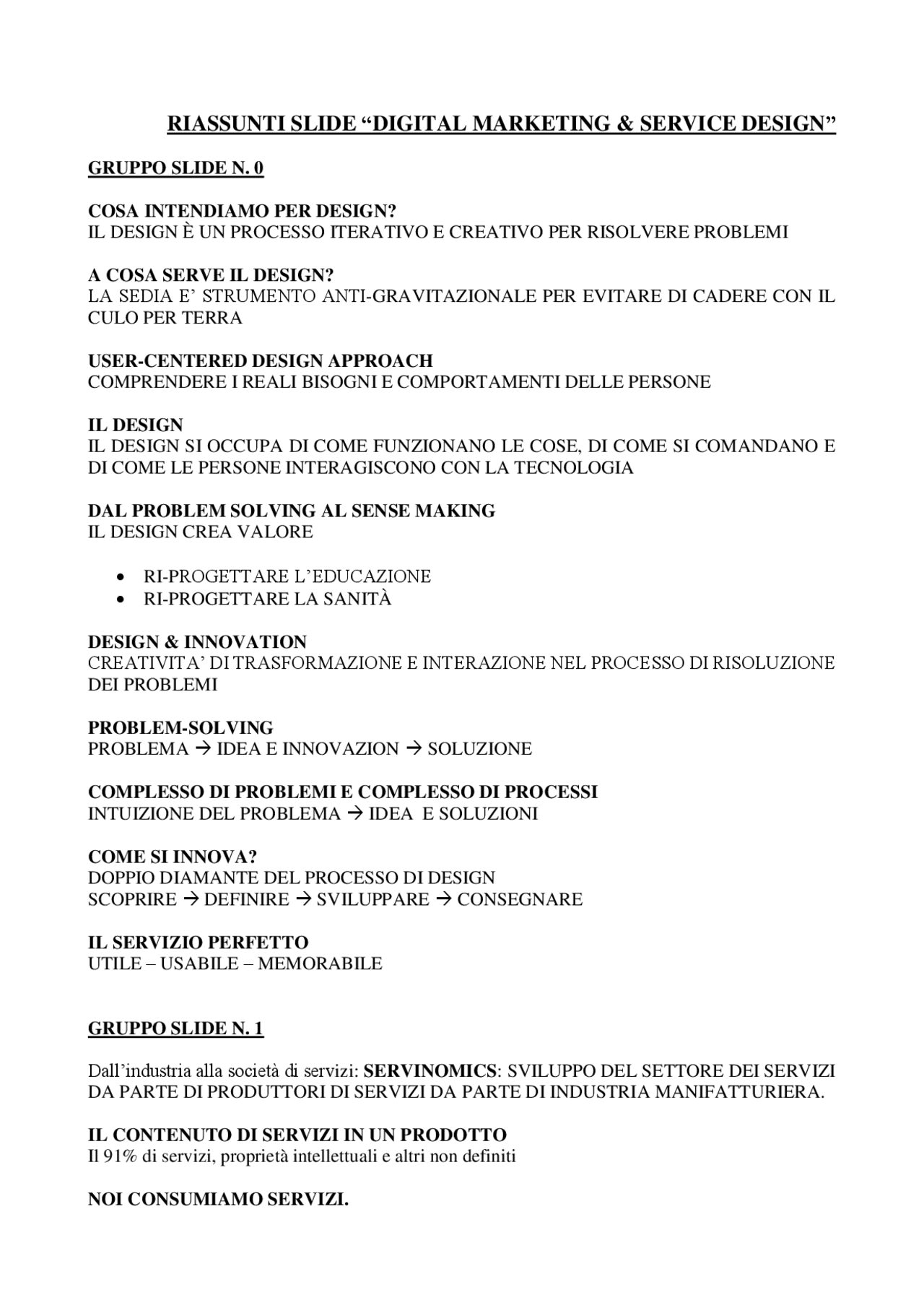 Riassunti Digital Marketingservice Design Docsity