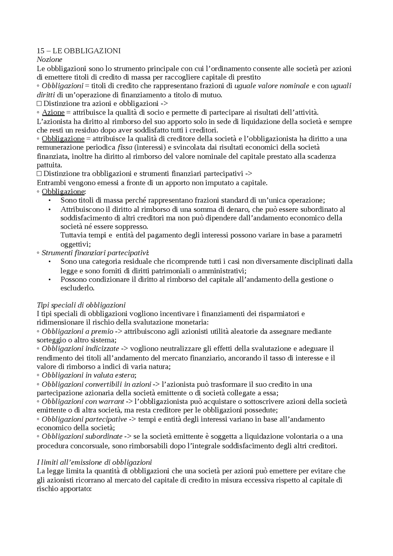 Le Obbligazioni Doc Docsity