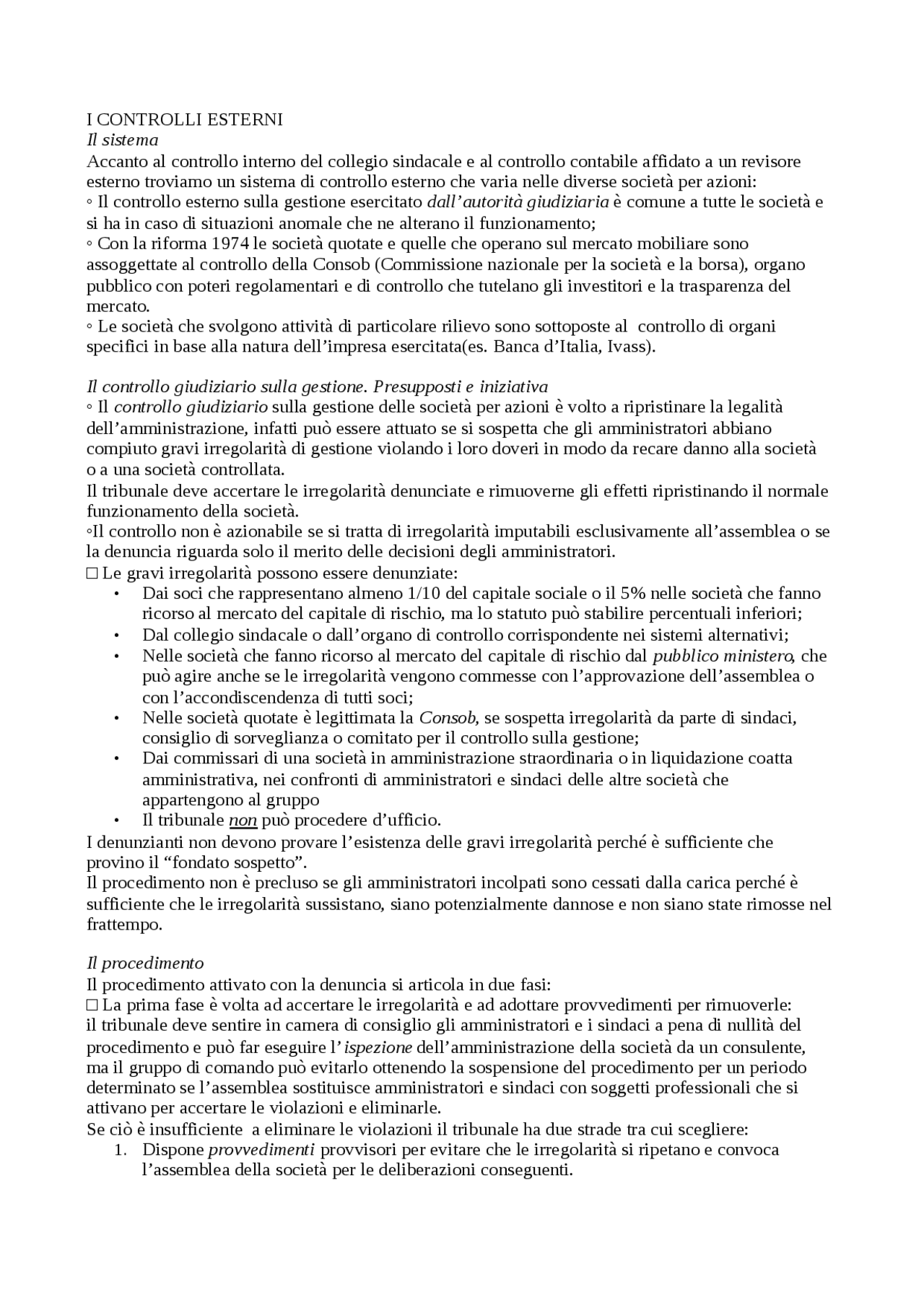 I Controlli Esterni Docsity