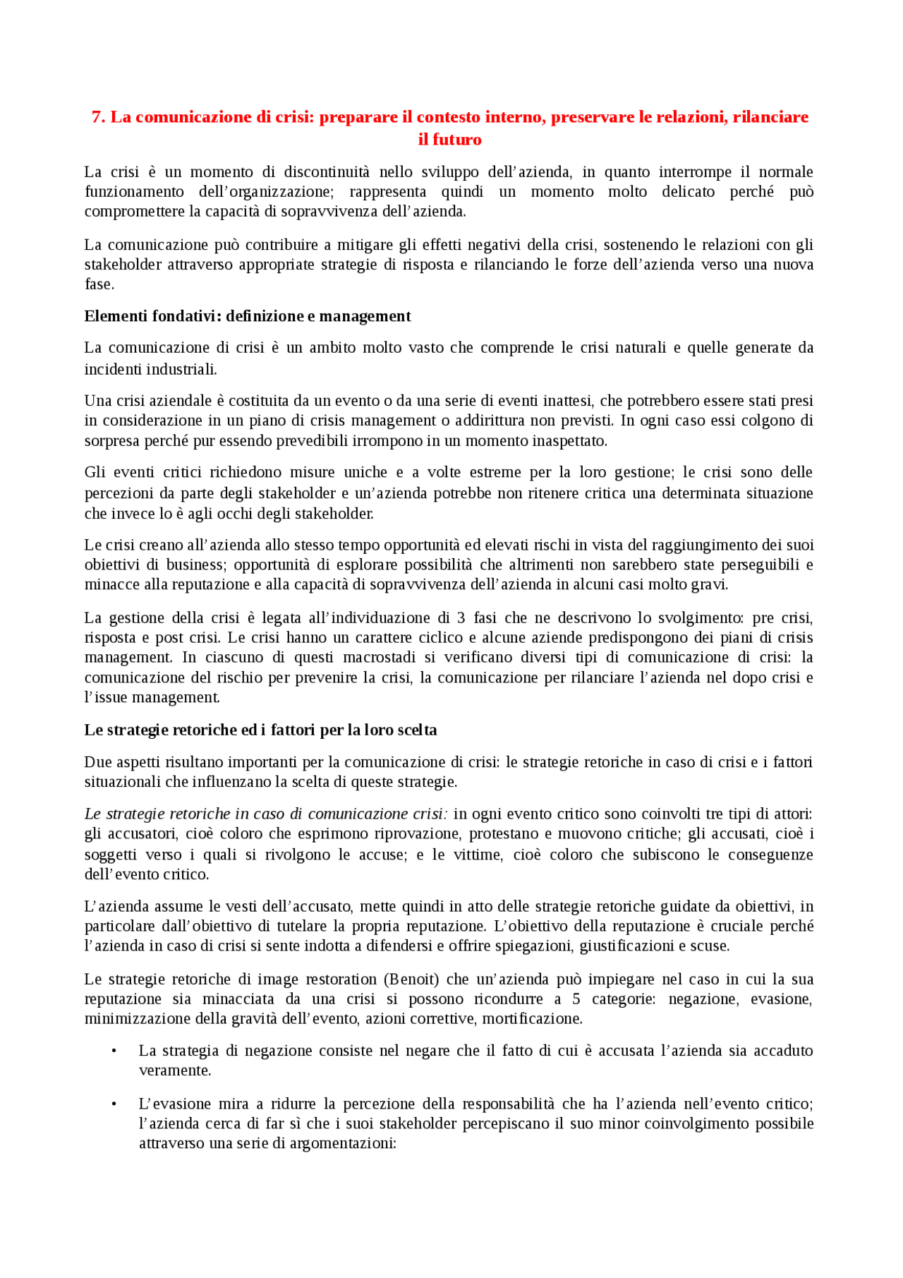 La Comunicazione Di Crisi Docsity