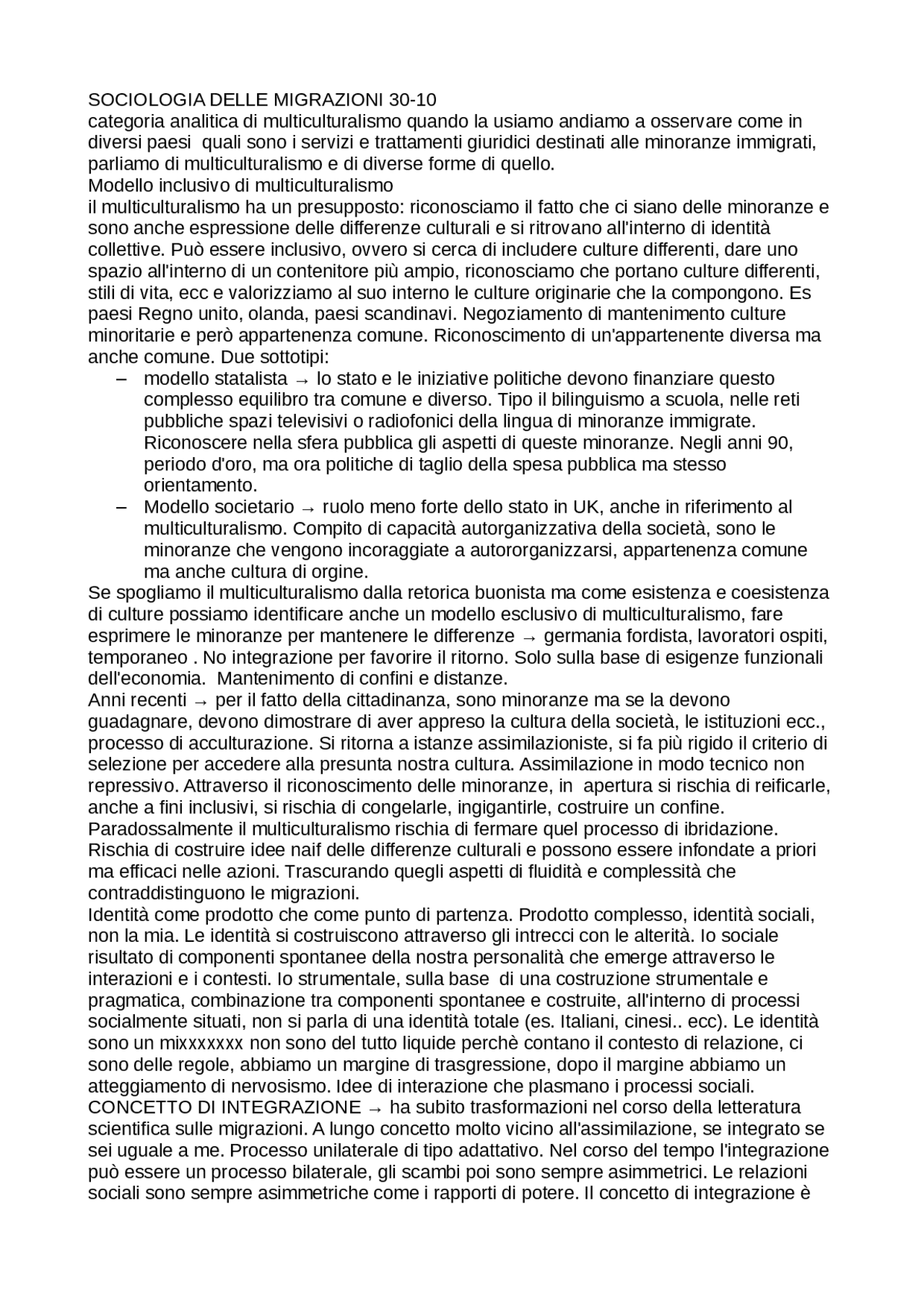 Appunti Sociologia Dei Processi Migratori Docsity