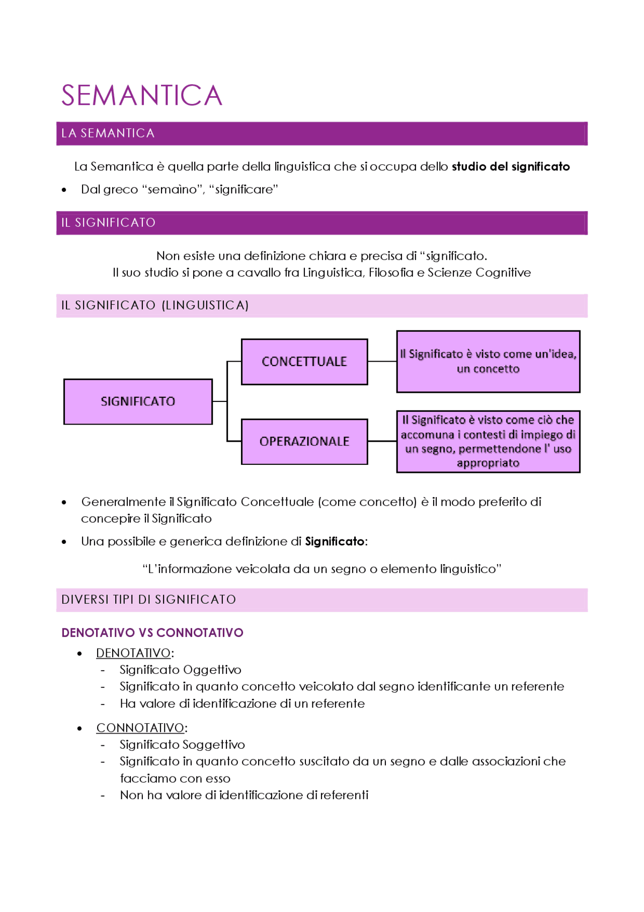 La Semantica E Il Lessico Docsity
