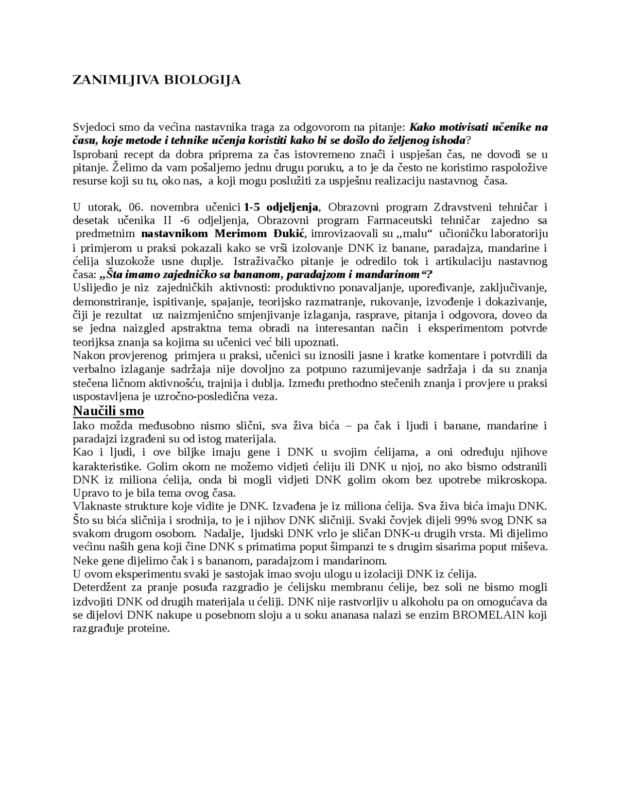 Zanimljiva Biologija Vodiči Projekti Istraživanja Predlog