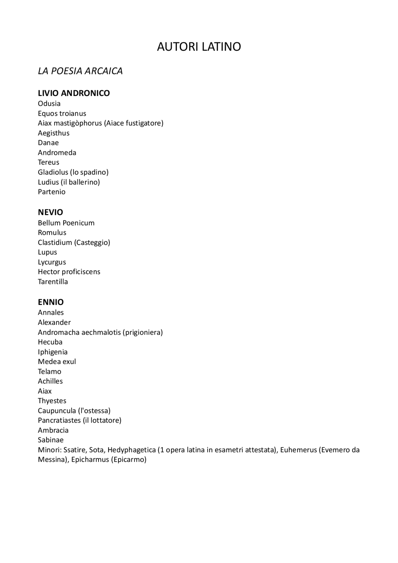 Opere Complete Autori Di Latino Docsity