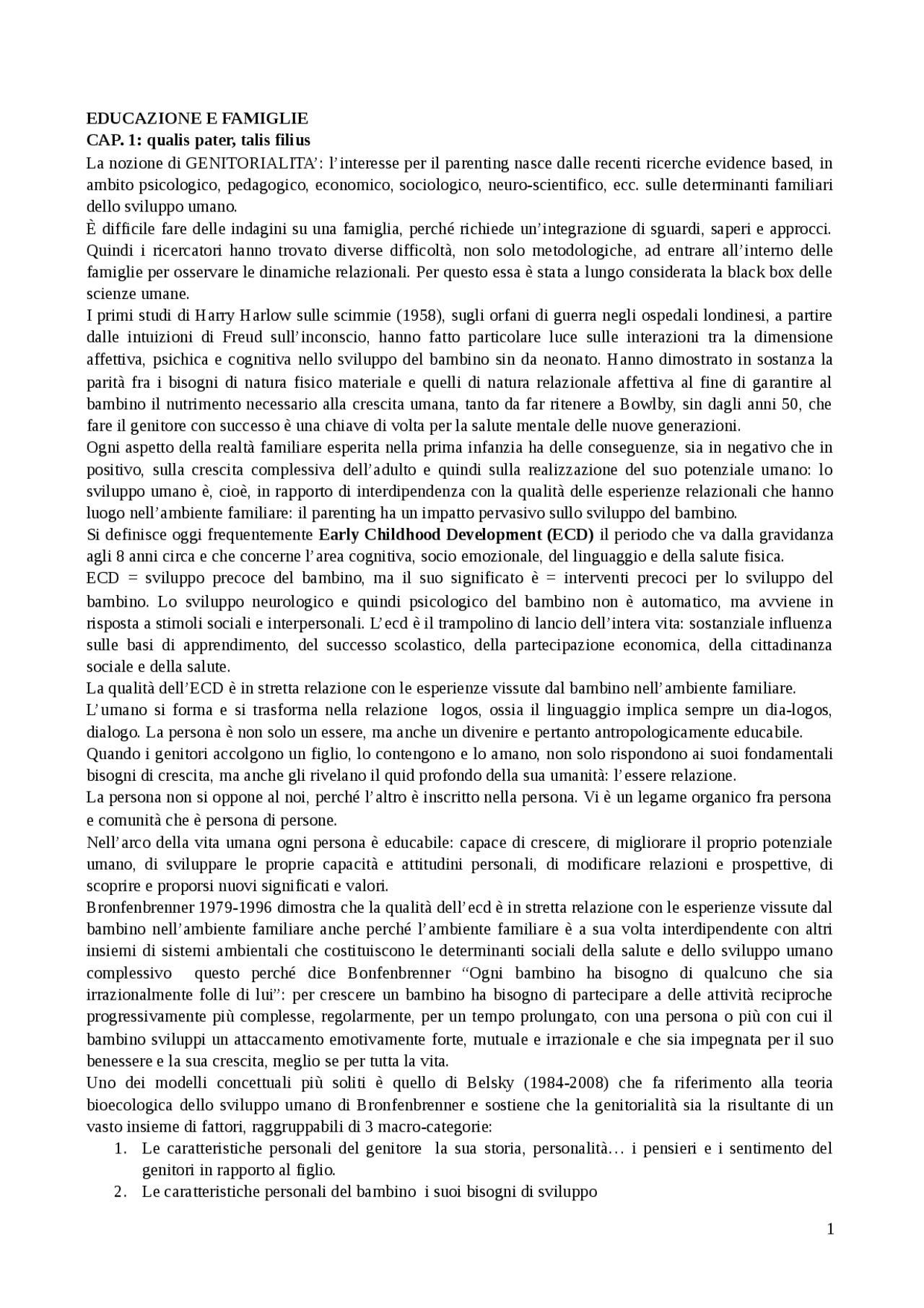 Educazione E Famiglie Docsity