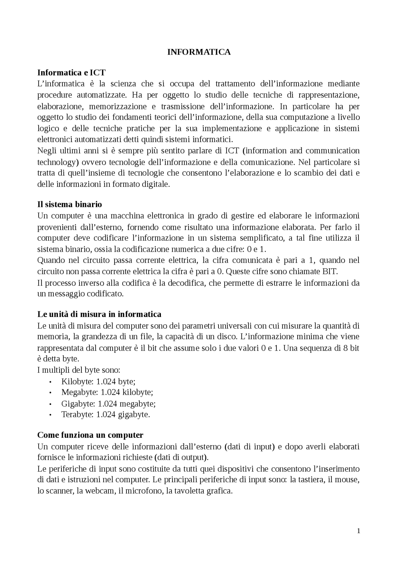 Elementi Di Informatica Base Docsity