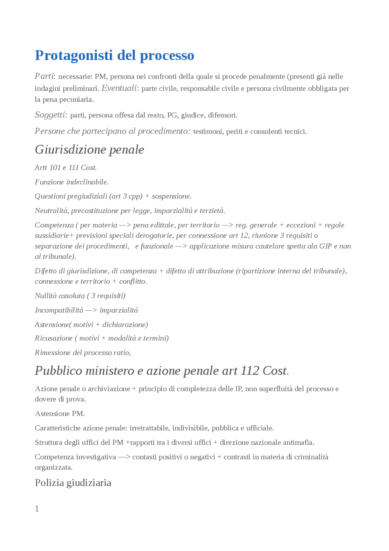 Diritto Processuale Penale 1 Docsity