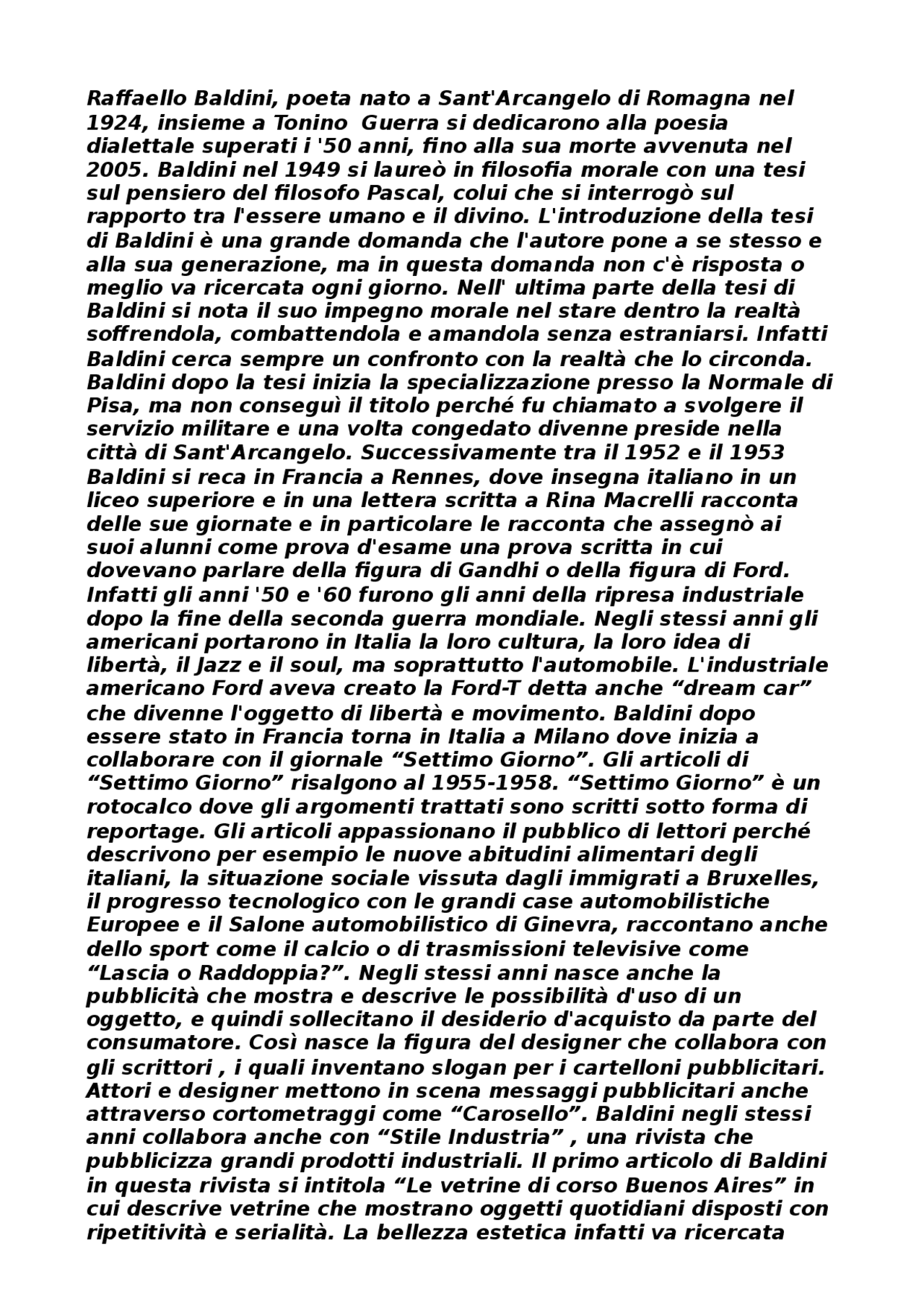 Raffaello Baldini Prima Del Dialetto Docsity