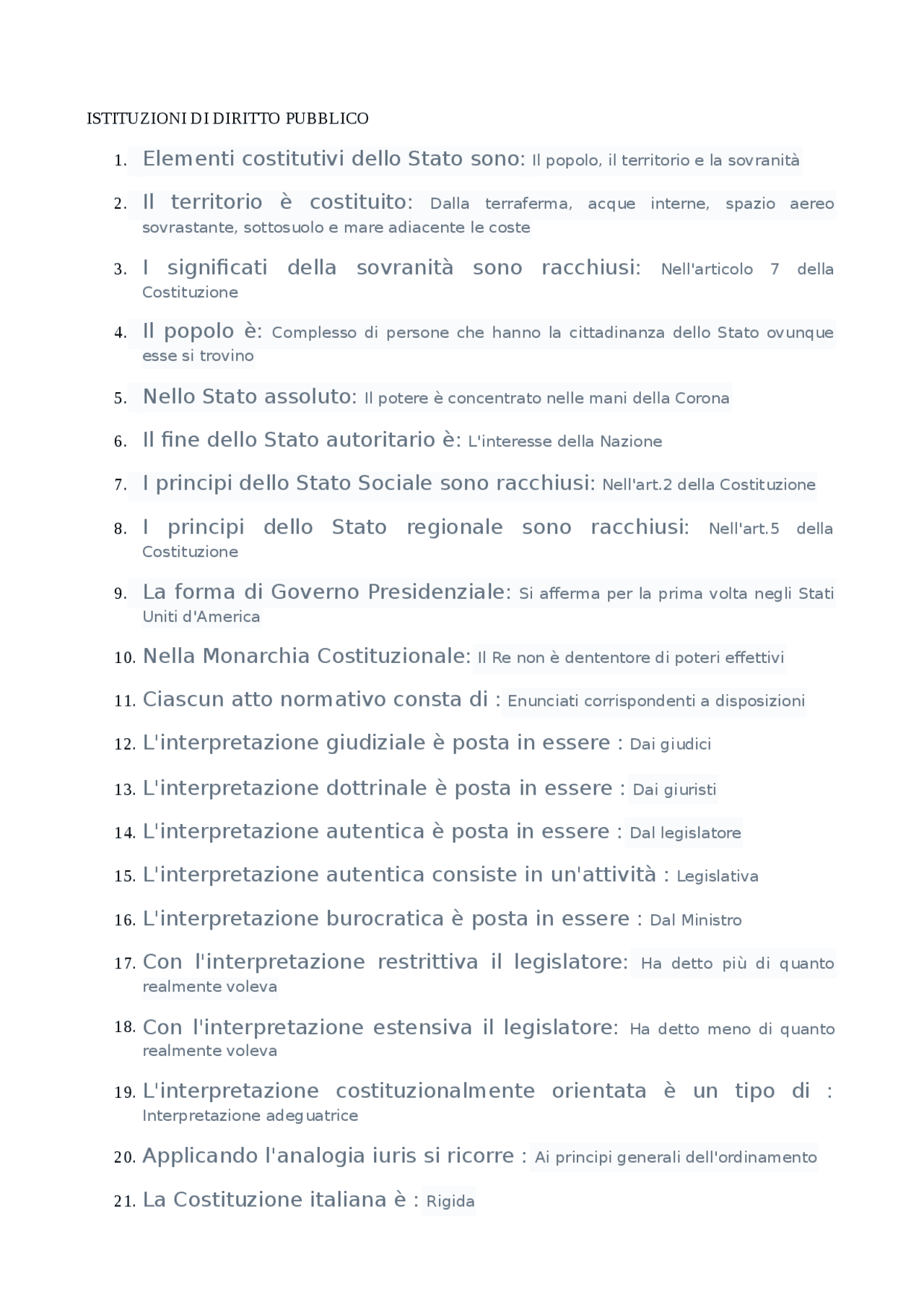 Test Istituzioni Diritto Pubblico Docsity