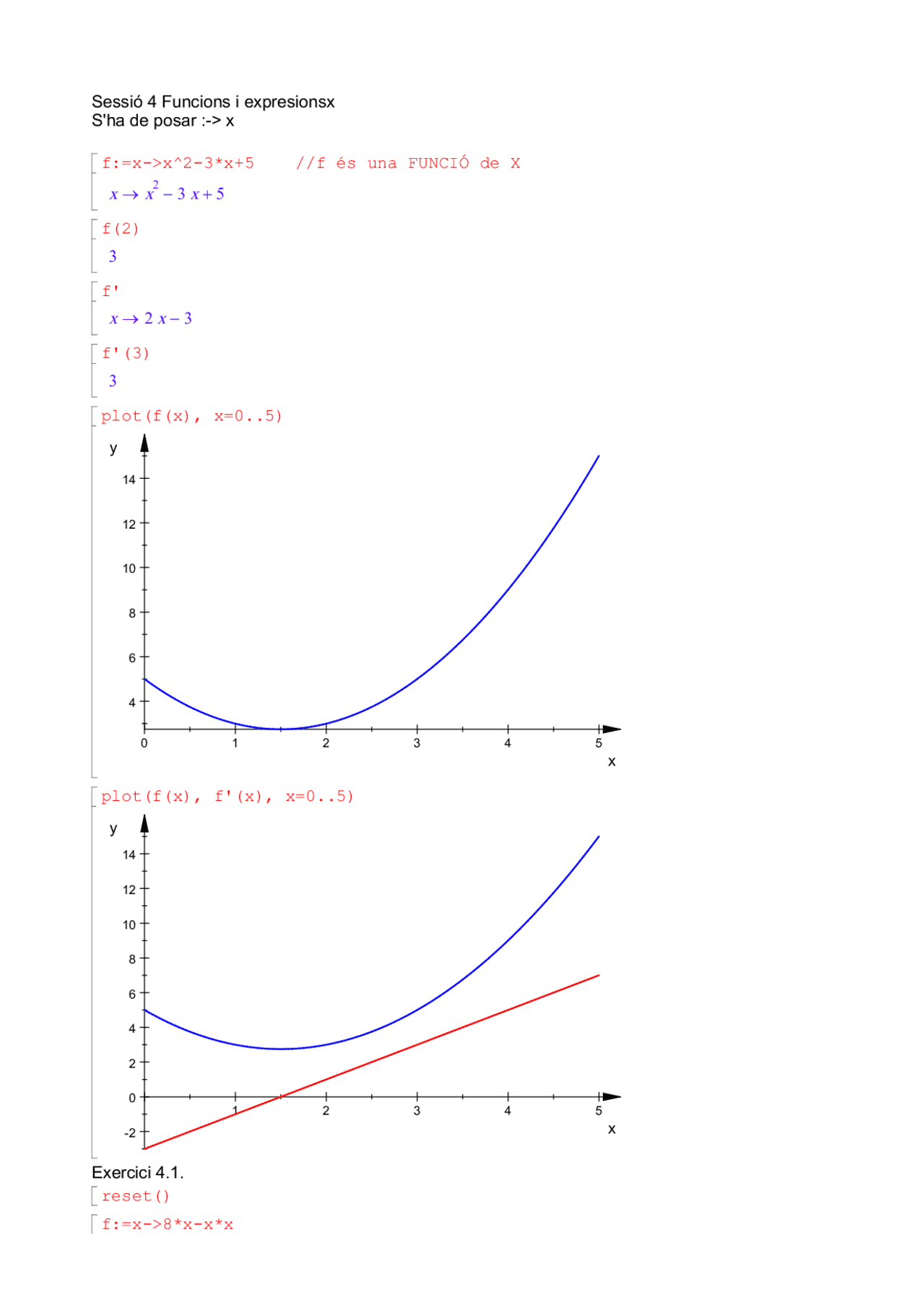 Matemàtiques Sessió 4 Matlab - Docsity