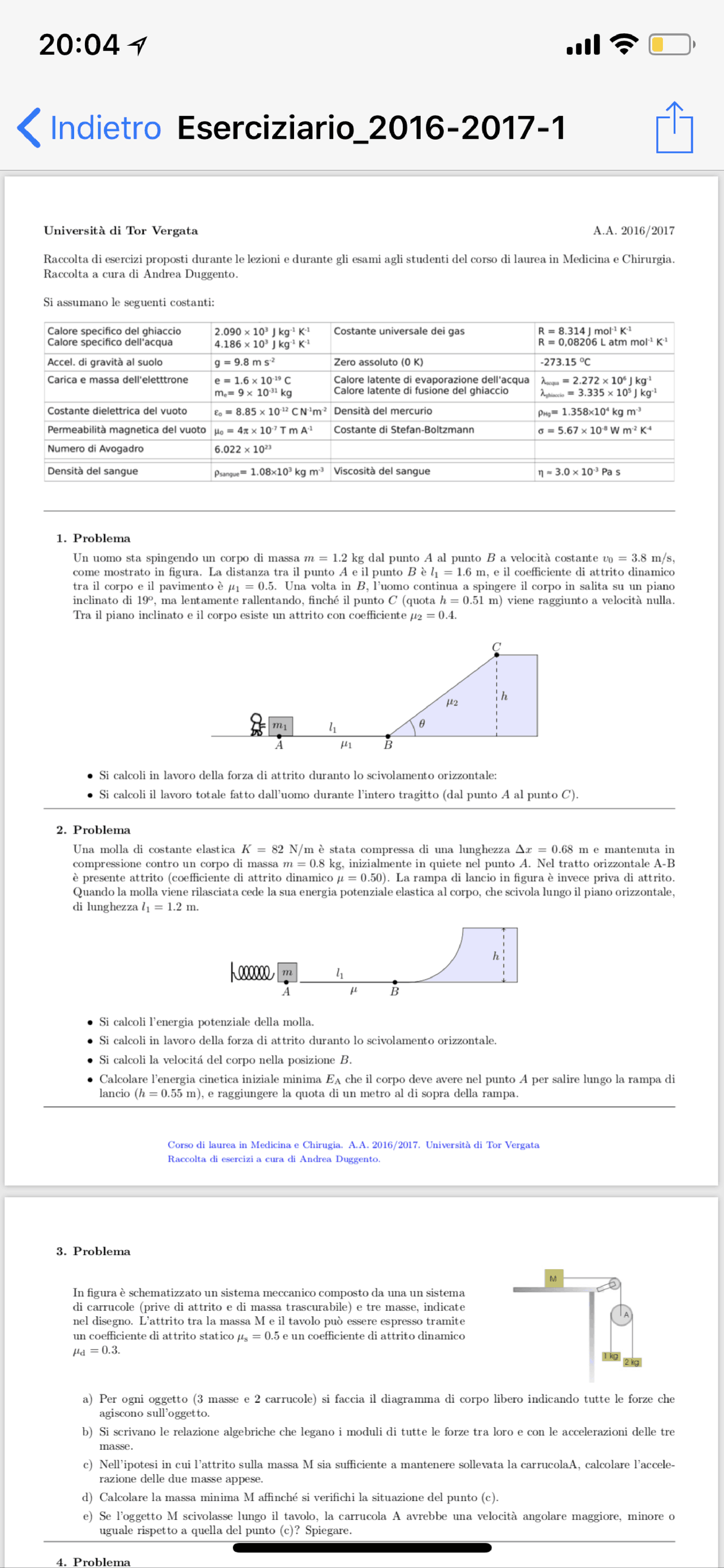 Eserciziario fisica medica - Docsity
