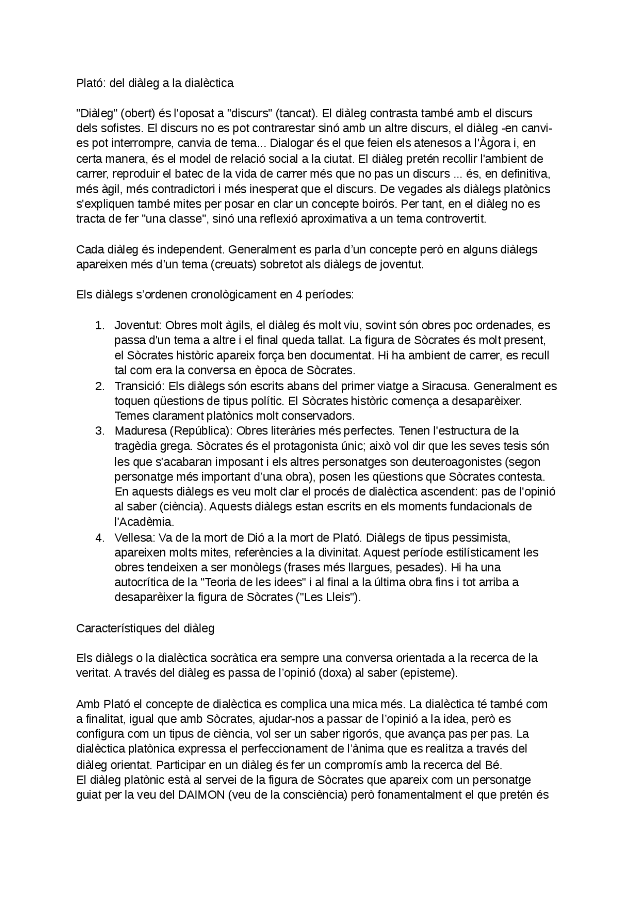 Plató Resumen 2 Batxillerat Docsity