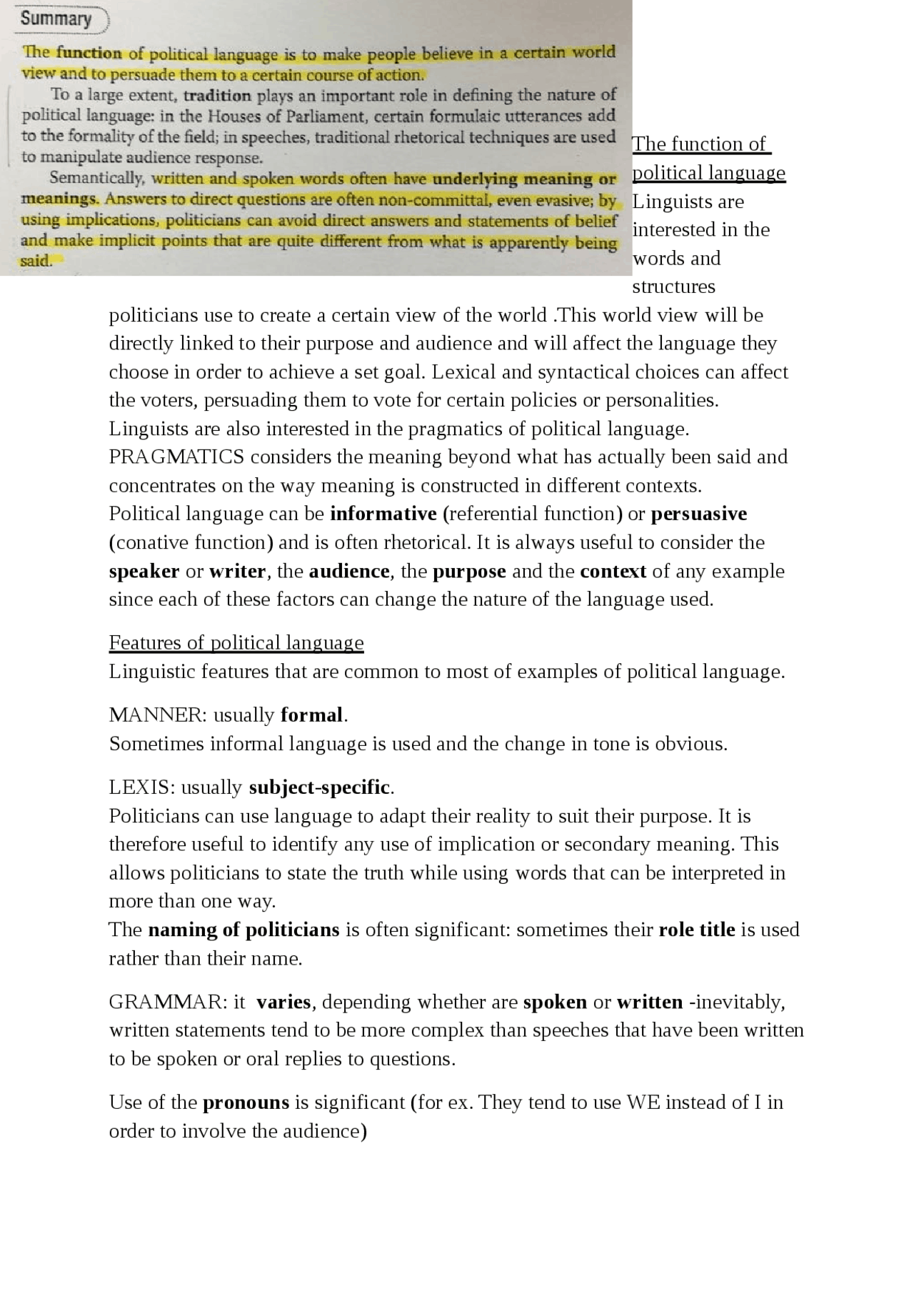 Mastering Thorne Part Of Language Of Politics Docsity