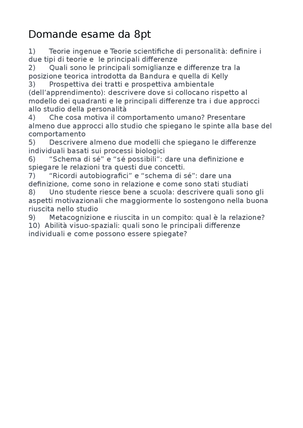 Domande Esame Meneghetti Docsity
