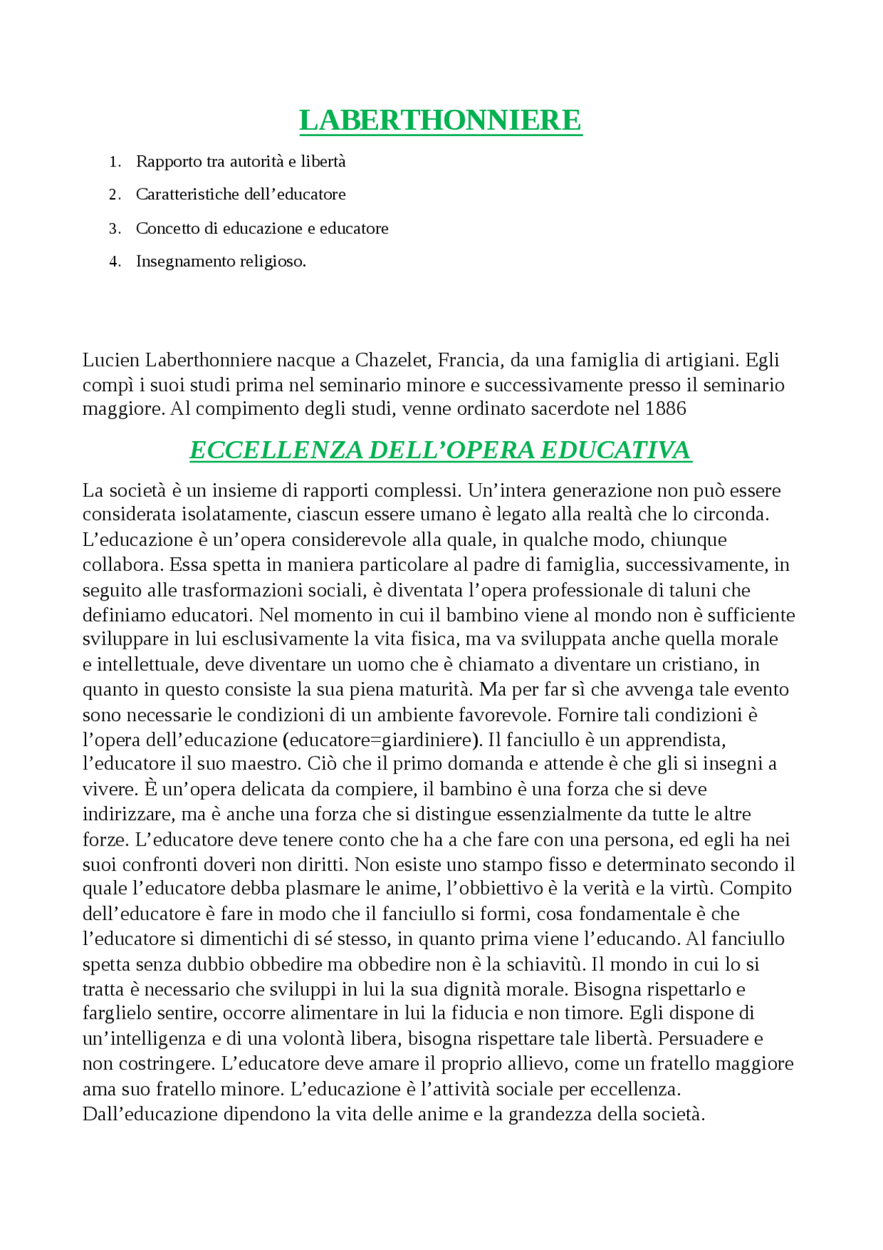 Laberthonniere E I Suoi Punti Principali Appunti Di Storia Della