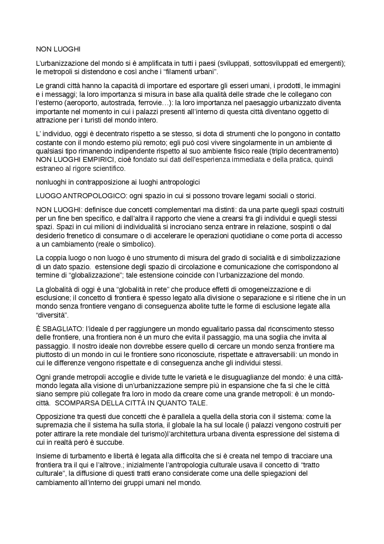Non Luoghi Marc Auge Docsity