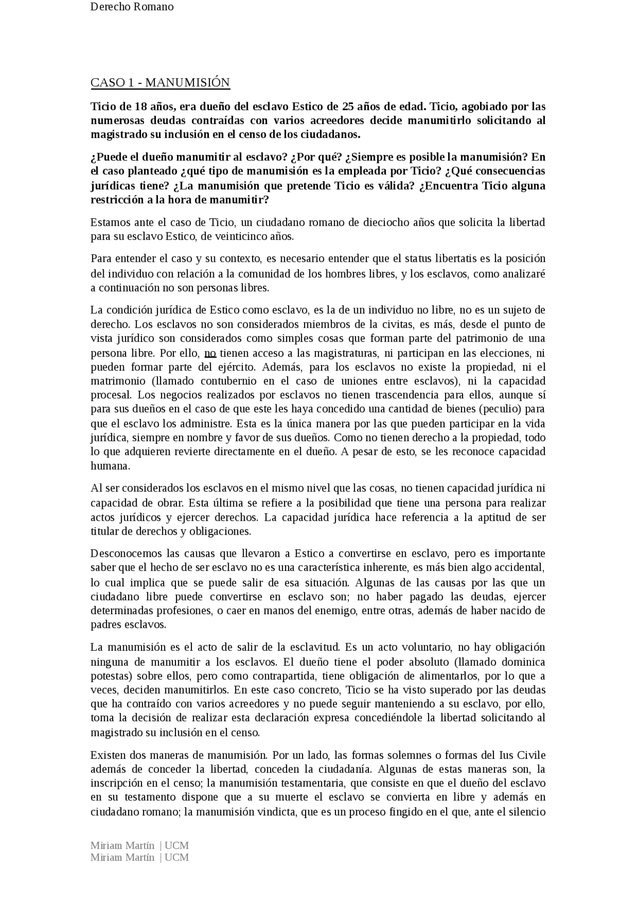 Casos Prácticos Derecho Romano Docsity