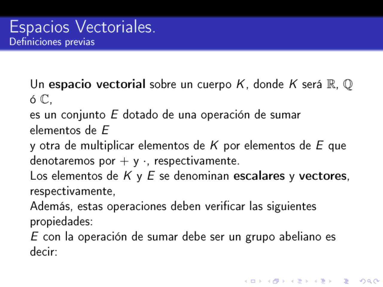 Álgebra, espacios vectoriales - Docsity