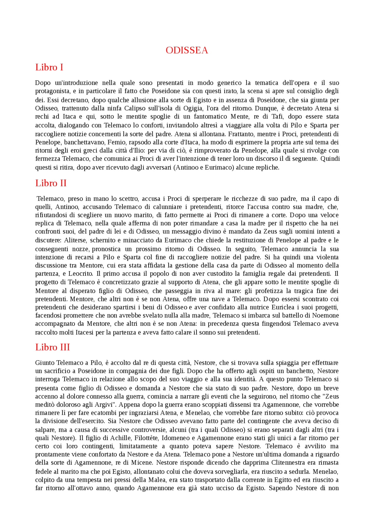 Riassunto Primi 8 Libri Odissea Di Omero Docsity