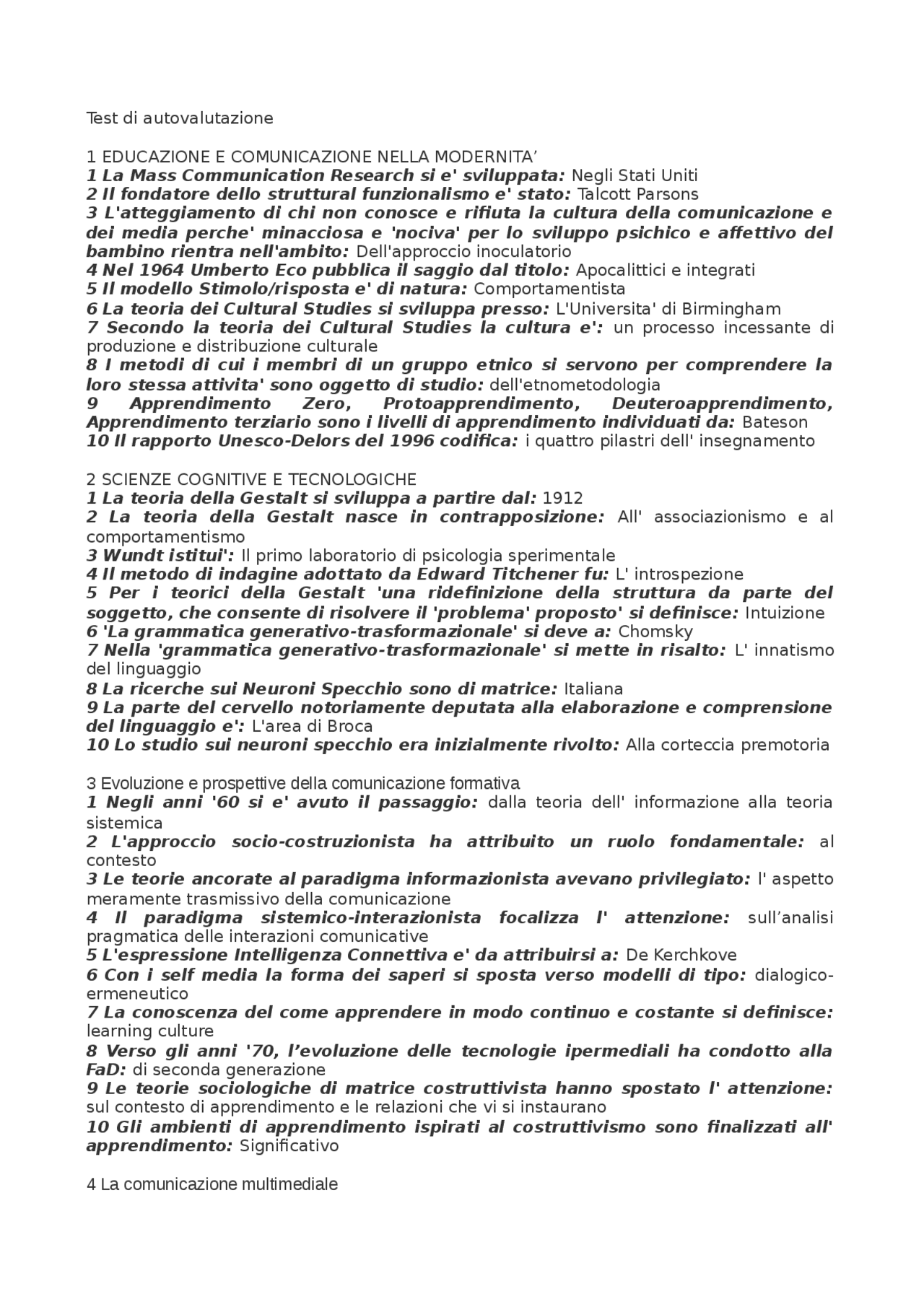 Pegaso Test Tecnologie Comunicazione Cfu Docsity