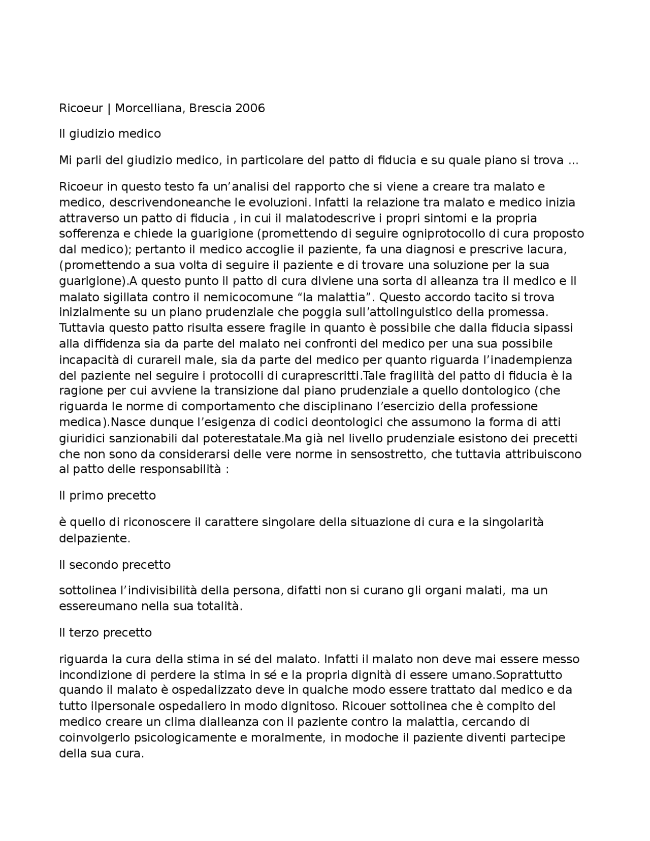 Sintesi Giudizio Medico Docsity