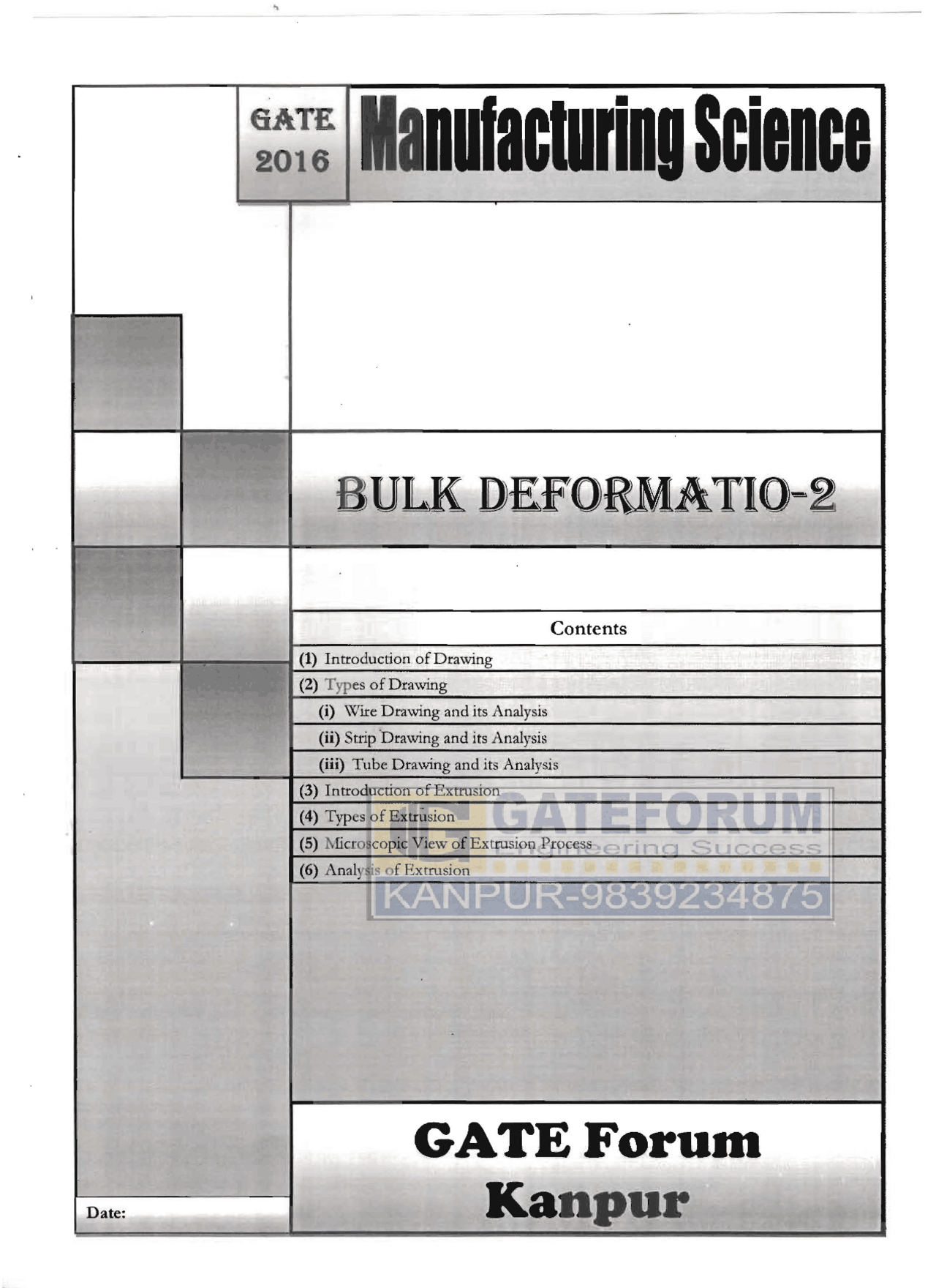 Bulk Deformation In Non Machining Docsity