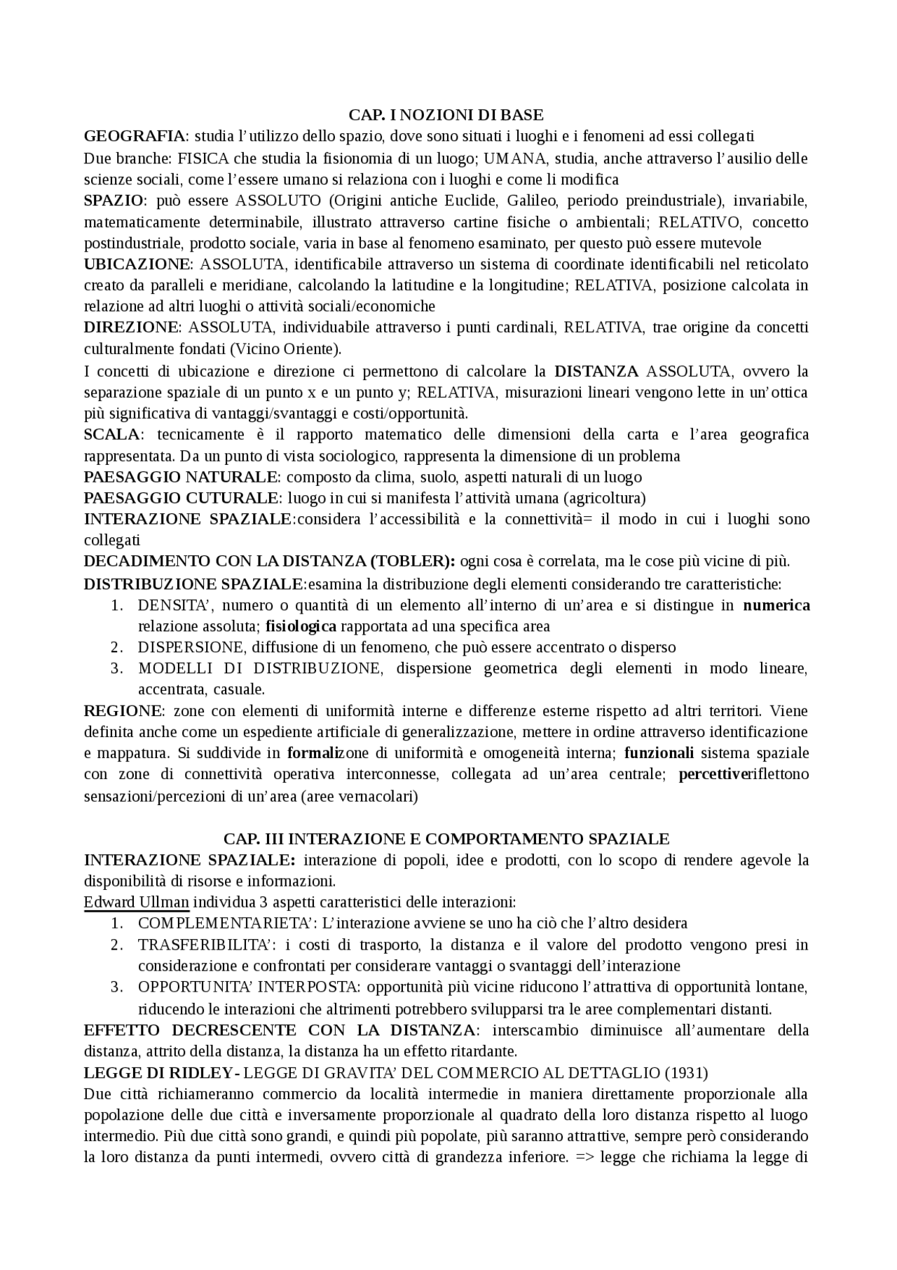 Riassunti Completi Di Due Manuali Per Esame Di Geografia Umana Docsity